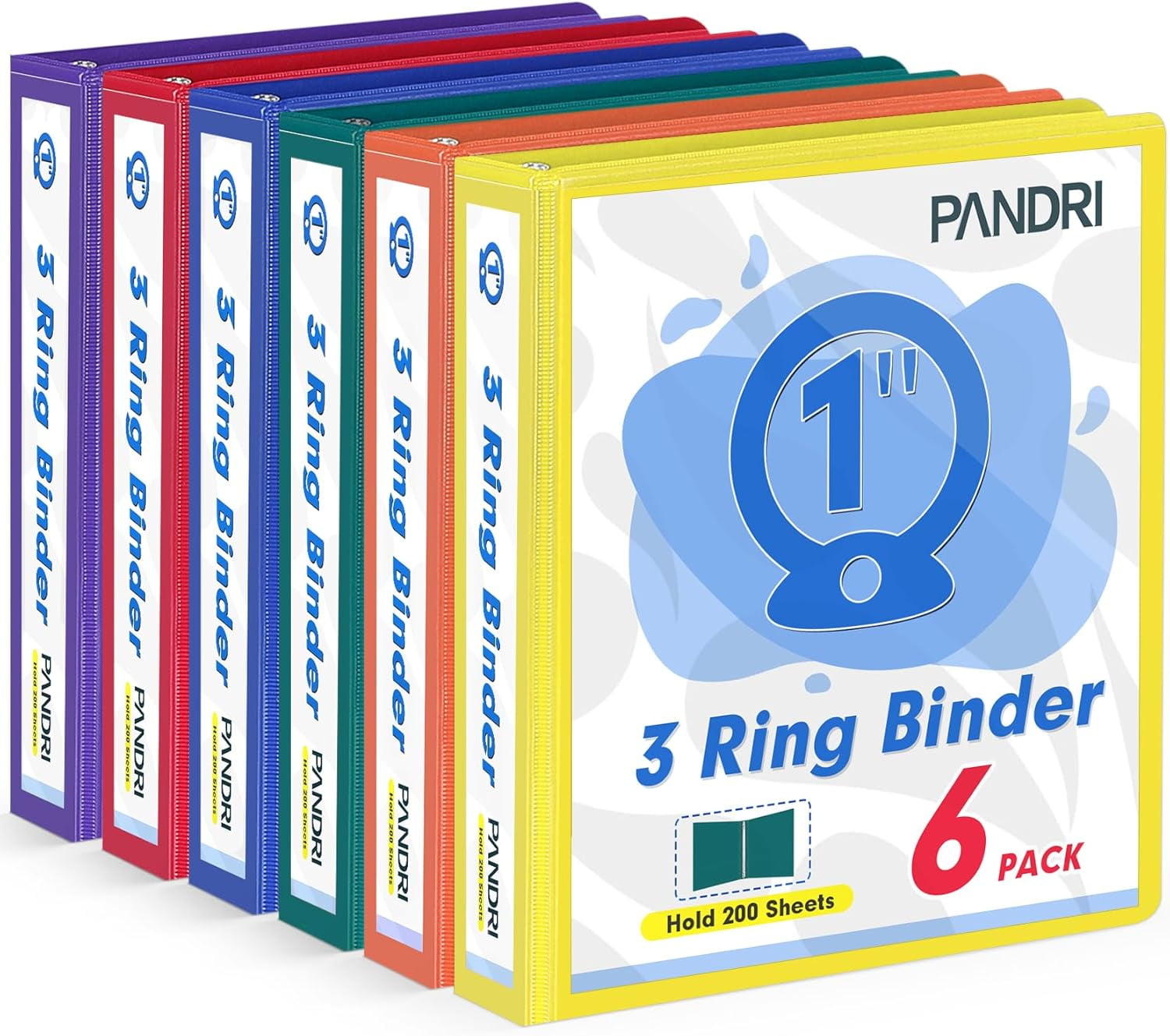 3 Ring Binder 1 Inch, 6 Pack 1-Inch Binder Fits Letter Size 8.5'' x 11 ...