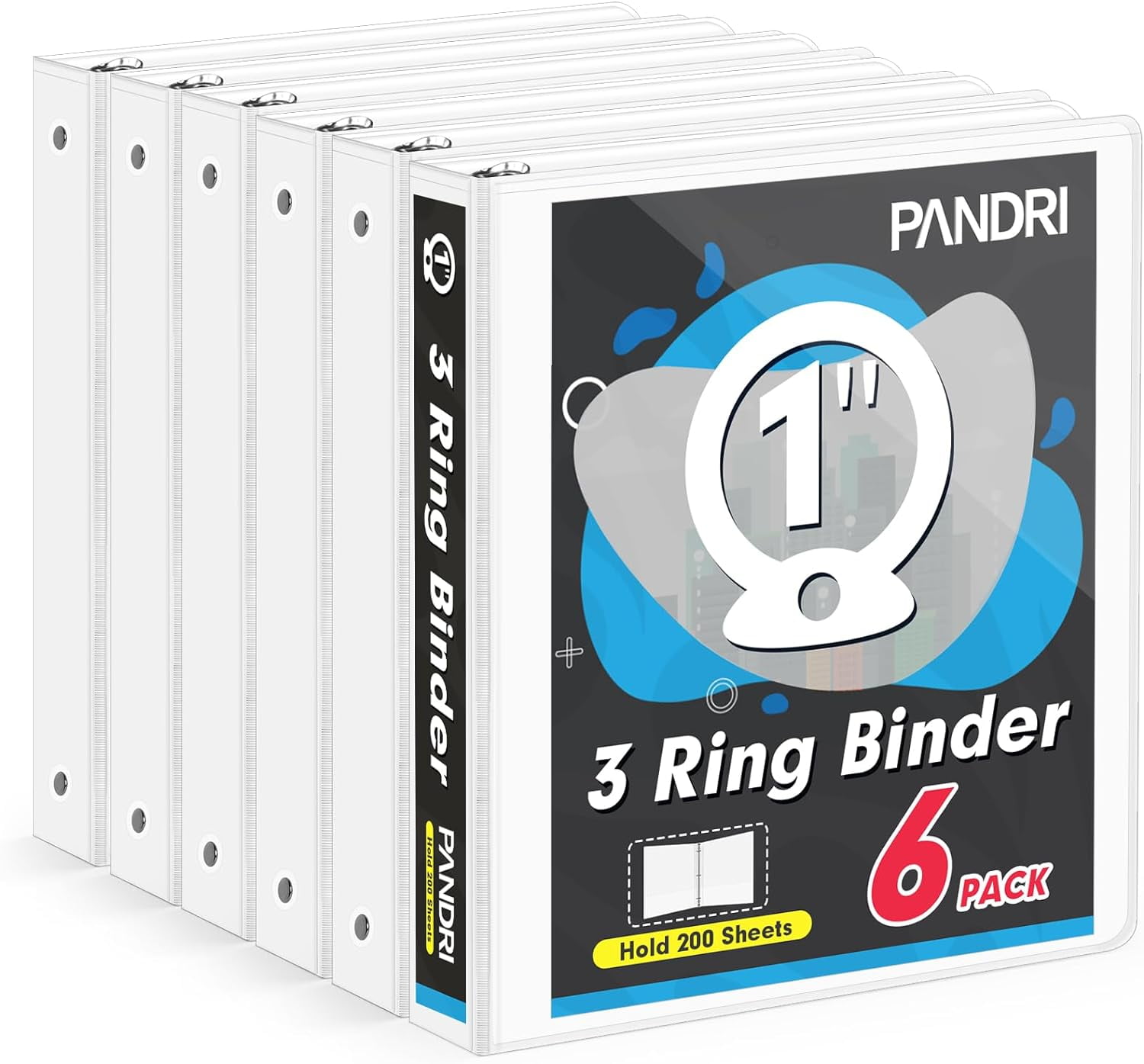 3 Ring Binder 1 Inch, 6 Pack 1-Inch Binder Fits Letter Size 8.5'' x 11 ...