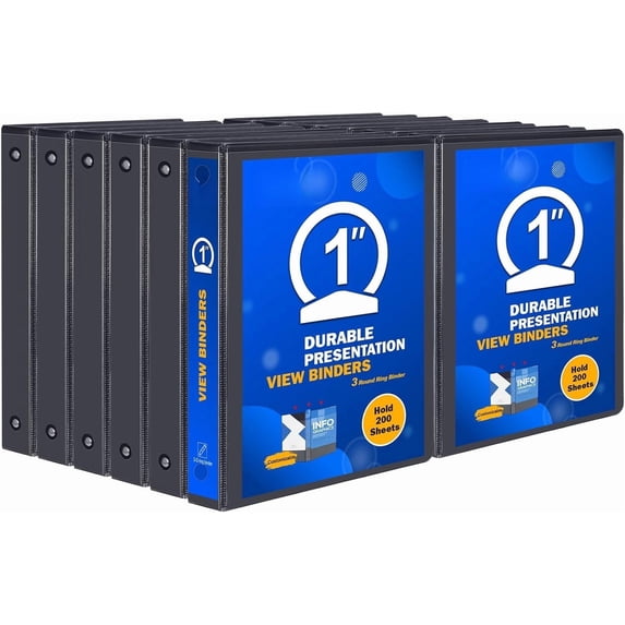 3 Ring Binder 1 Inch, Sturdy 1"-Round Ring Binder with 2 Interior ...