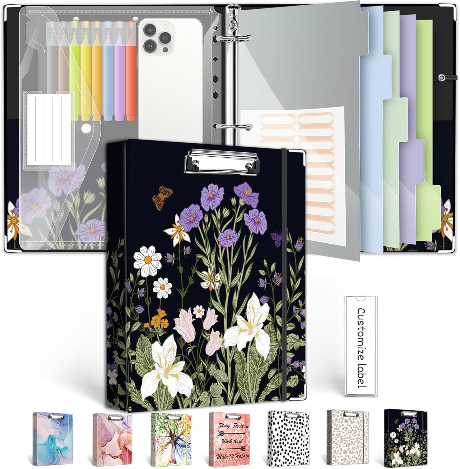 3 Ring Binder 1 Inch, Three Binders Organizer with Clipboard, 5-Tabs ...