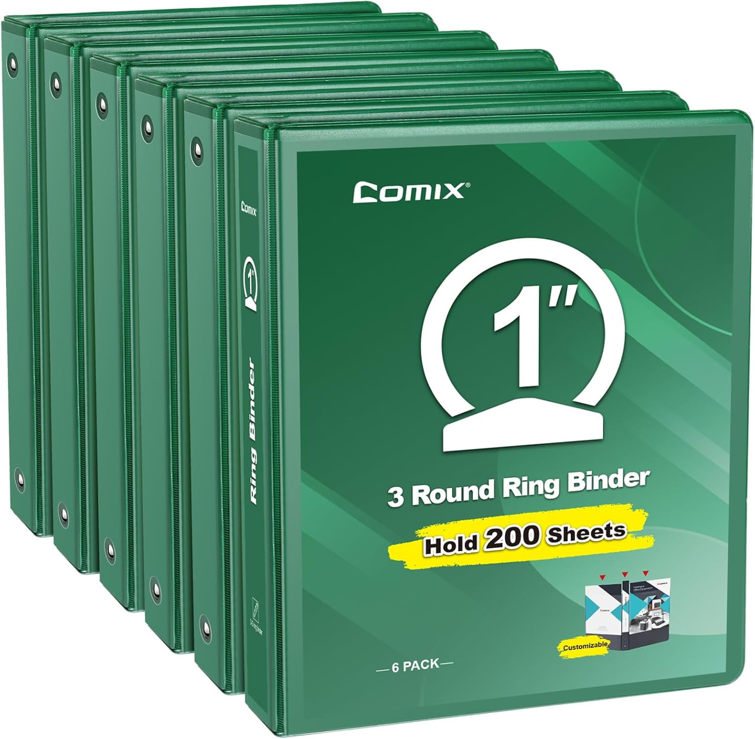 3 Ring Binder 1 inch with Clear View Cover, 1" View Binder Holds 200 ...