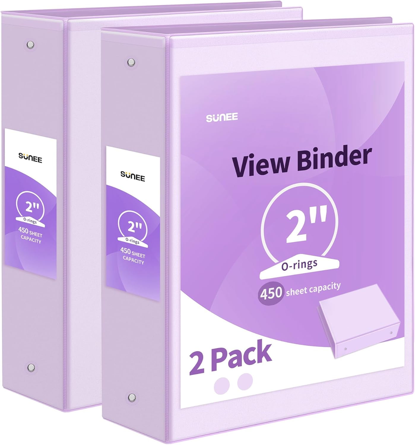 3 Ring Binder 2 Inch 2 Pack, Clear View Binder Three Ring PVC-Free (Fit ...