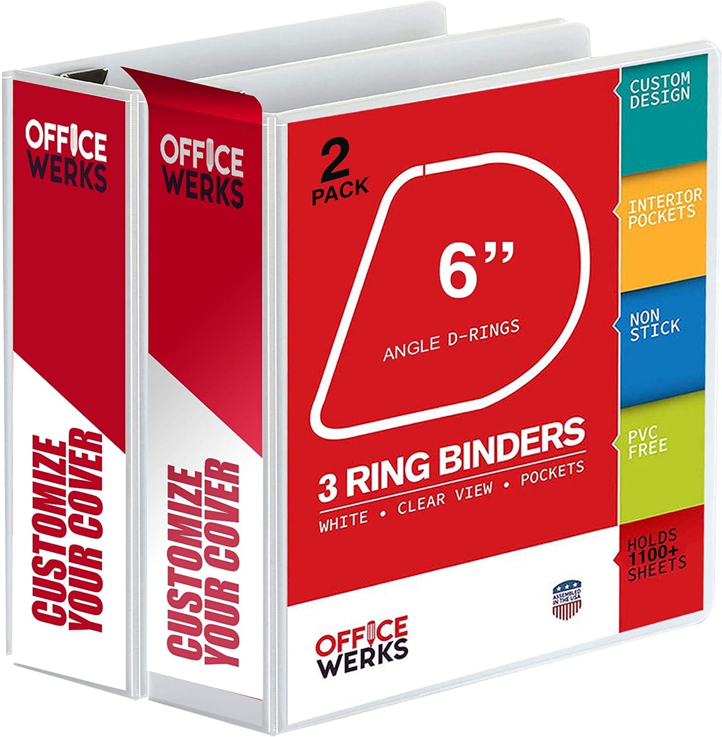 2 Pack of 6 Inch 3 Ring Binder with Locking Angle D Rings, Professional ...