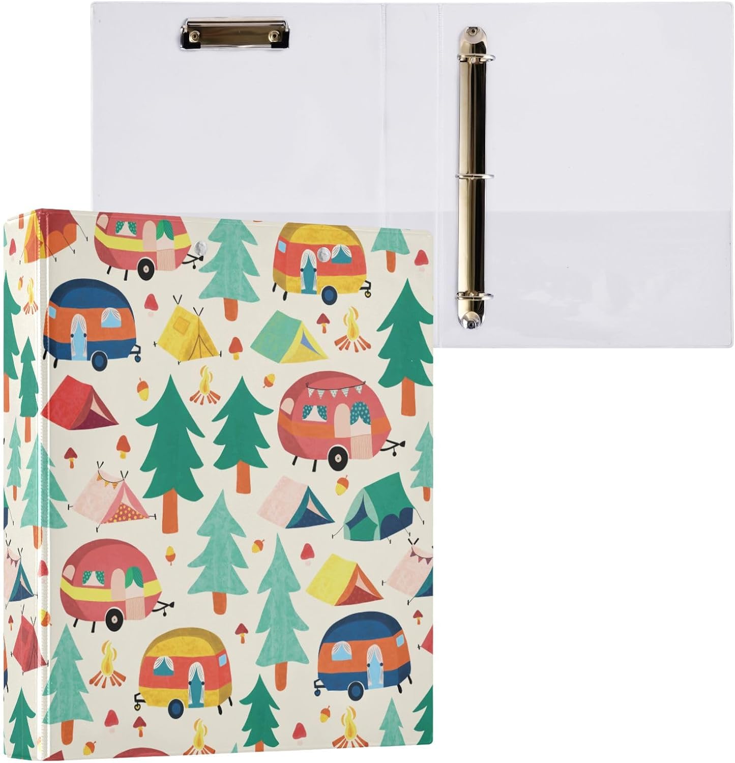 3 Ring Binder Camper Caravans and Tents in Forest, 1.5 Inch Round Ring ...