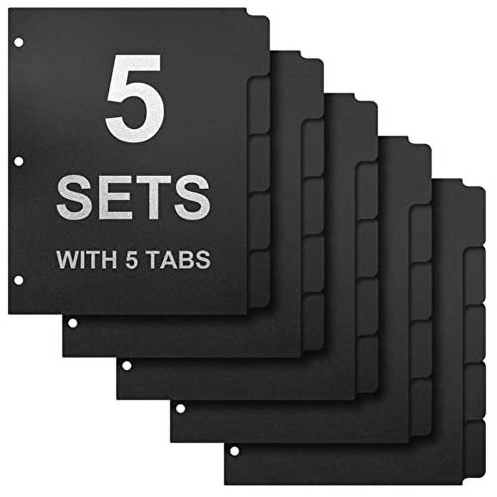 3 Ring Binder Dividers with 5-Tabs for Letter Size, 1/5 Cut, 3-Hole ...