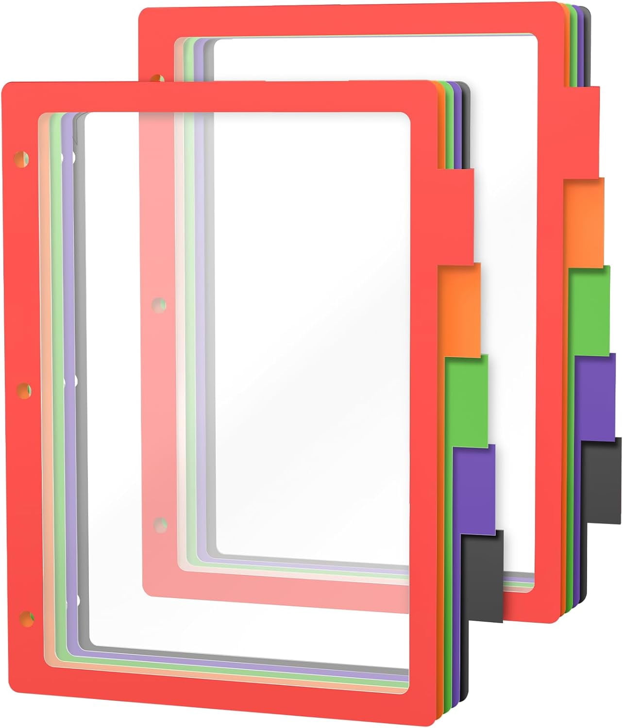 3 Ring Binder Dividers With Tabs - 2 Sets of 5 Color Page Dividers ...