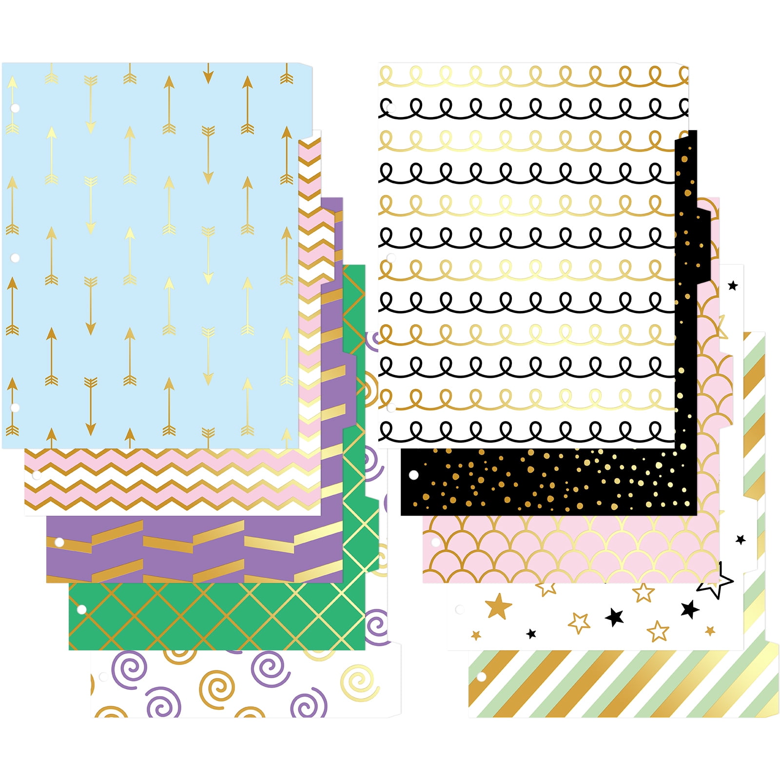 3 Ring Binder Dividers with Tabs 20 Pcs Gold Foil Design Insertable ...