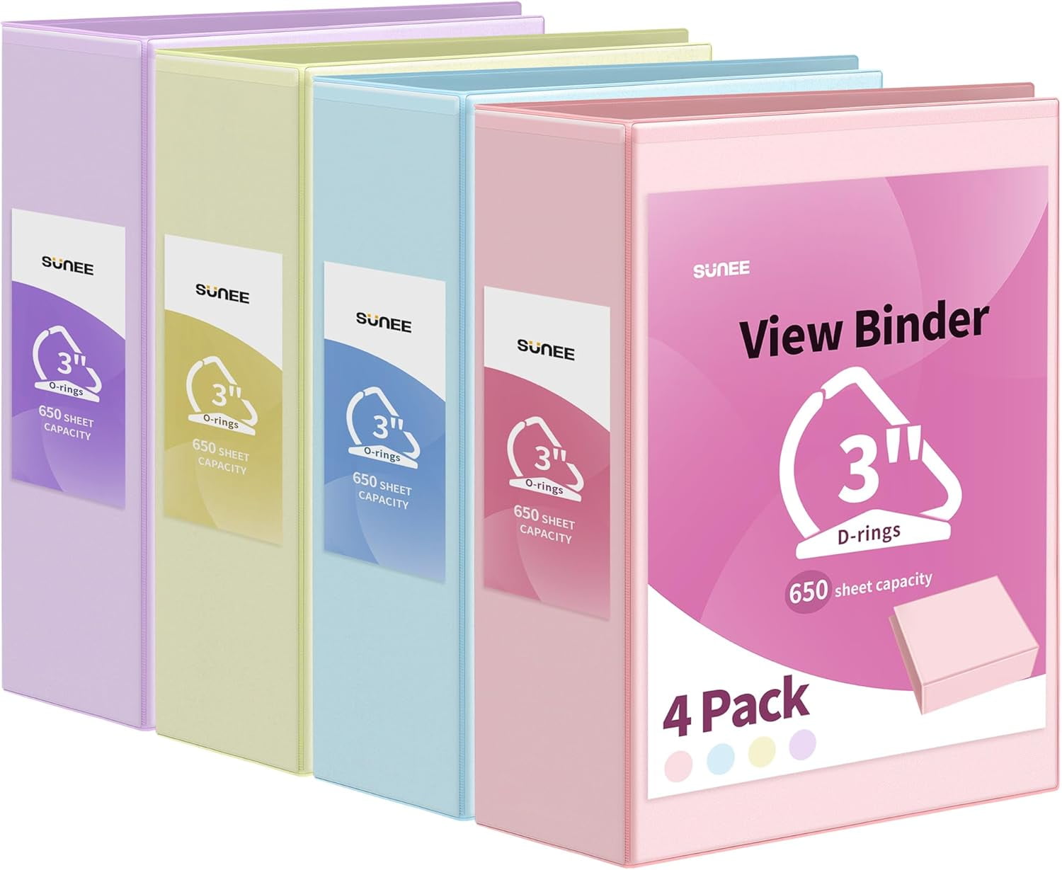 3 Ring Binder 3 Inch D Ring, Clear View Binder Three Ring PVC-Free (Fit ...