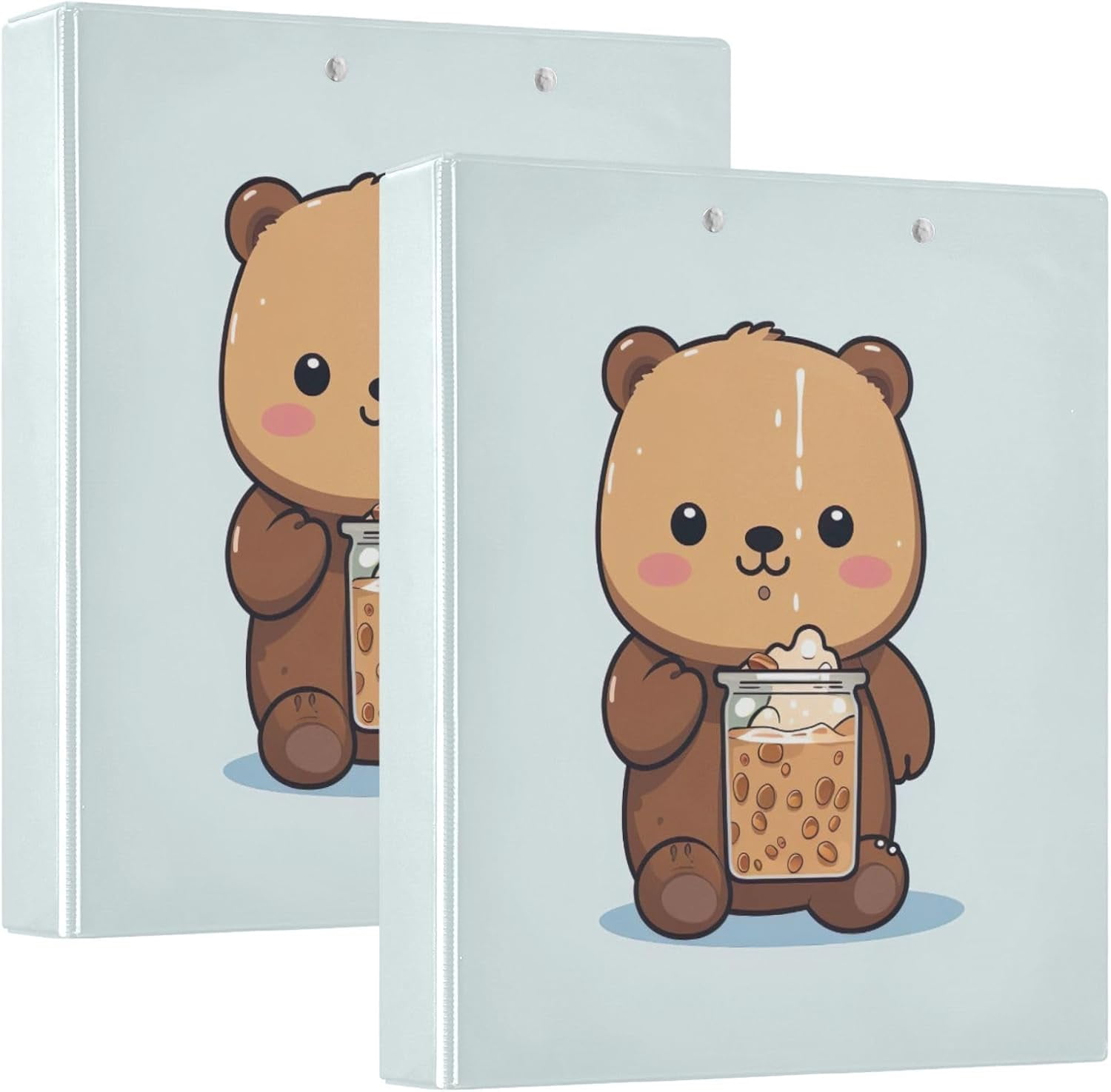 3 Ring Binder,Kawaii Teddy Bear Bubble Tea 1.5 Inch Binders With 3 ...