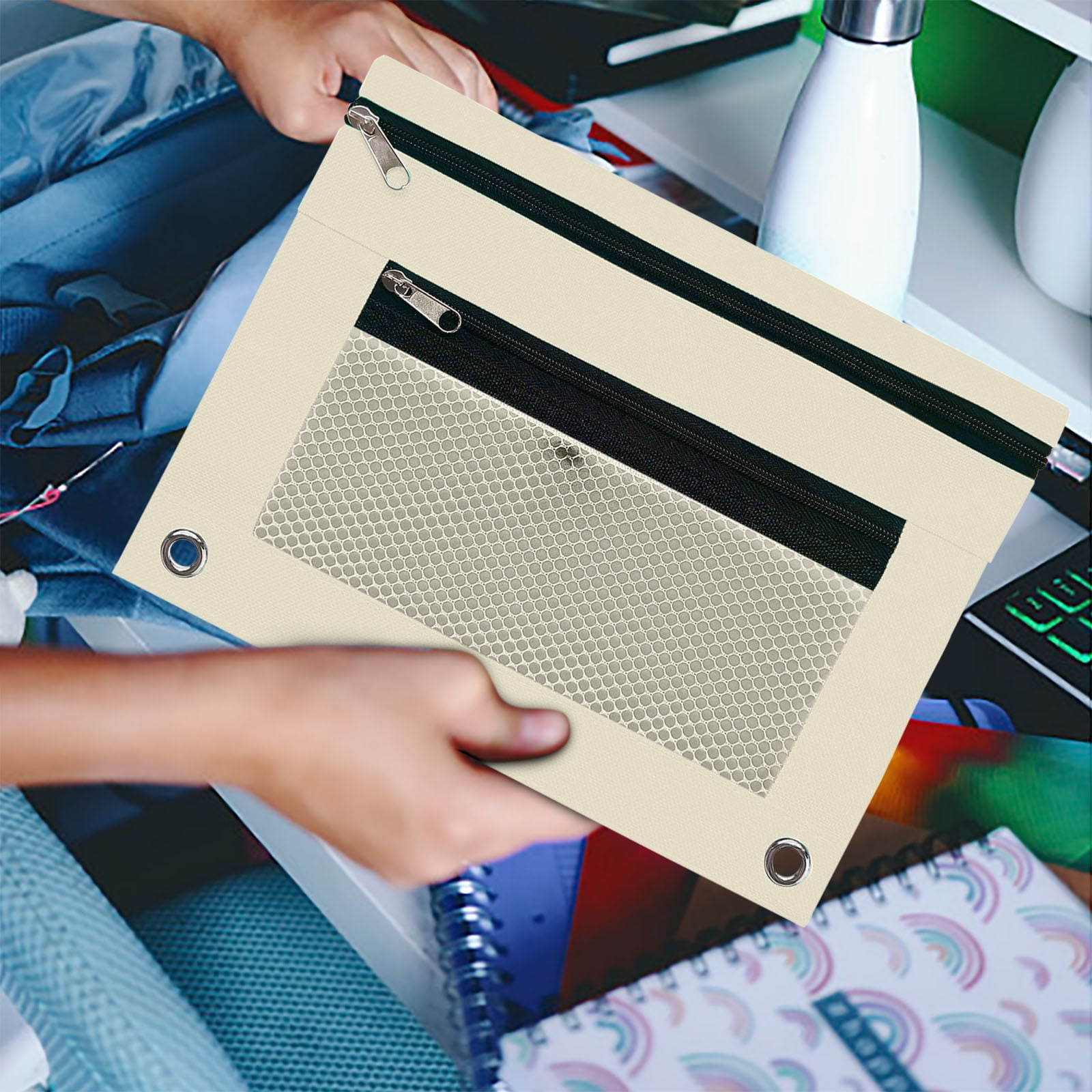 3-Ring Binder Pencil Case, Qiopertar Under $5 2PC Pencil Pouch 3 Ring ...