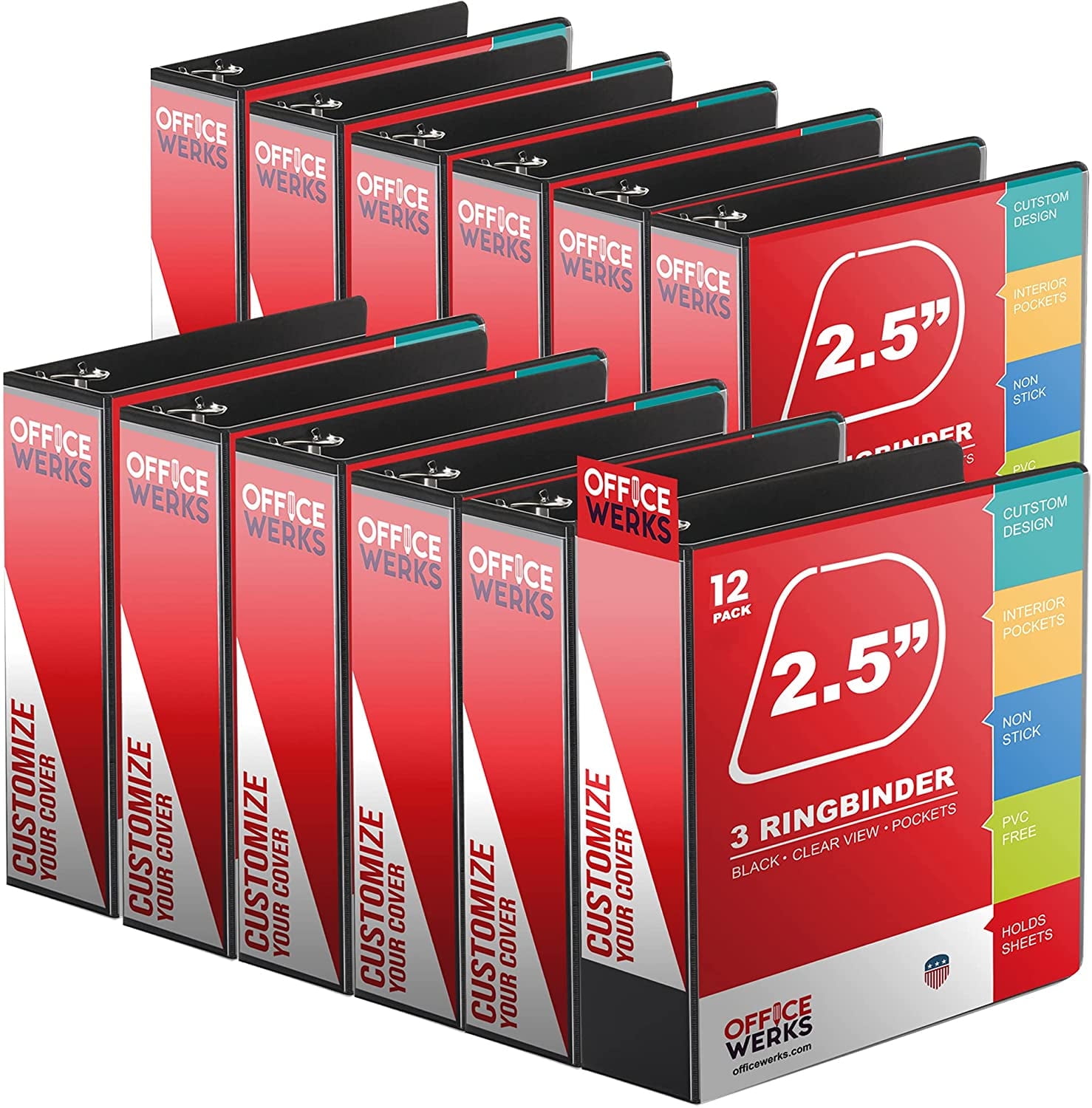 3 Ring Binder, Professional D Ring Binder 2.5 Inch, 12 Presentation ...