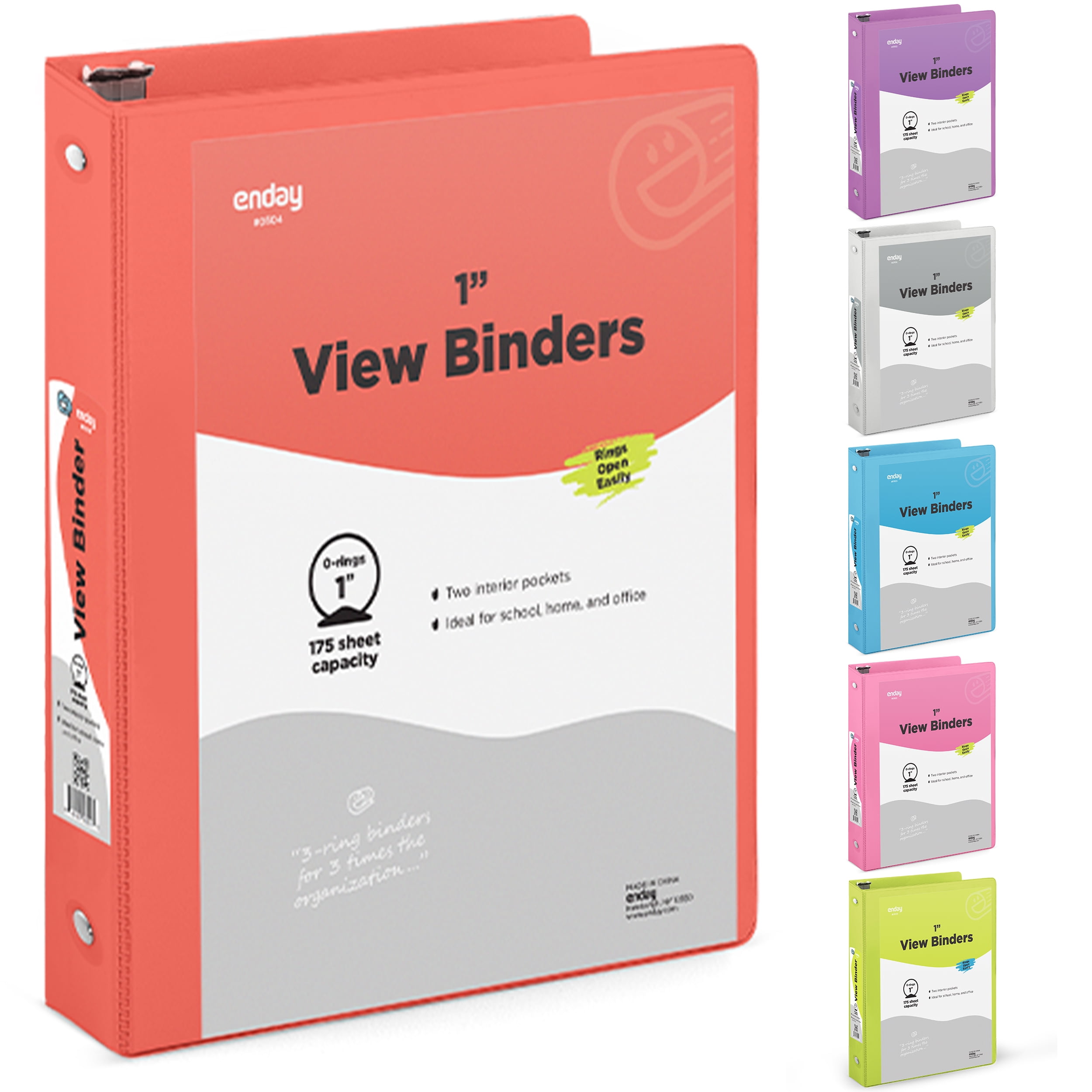 3 Ring Binder Red, 1 Inch, 1” Clear View Cover with 2 Inside Pockets ...