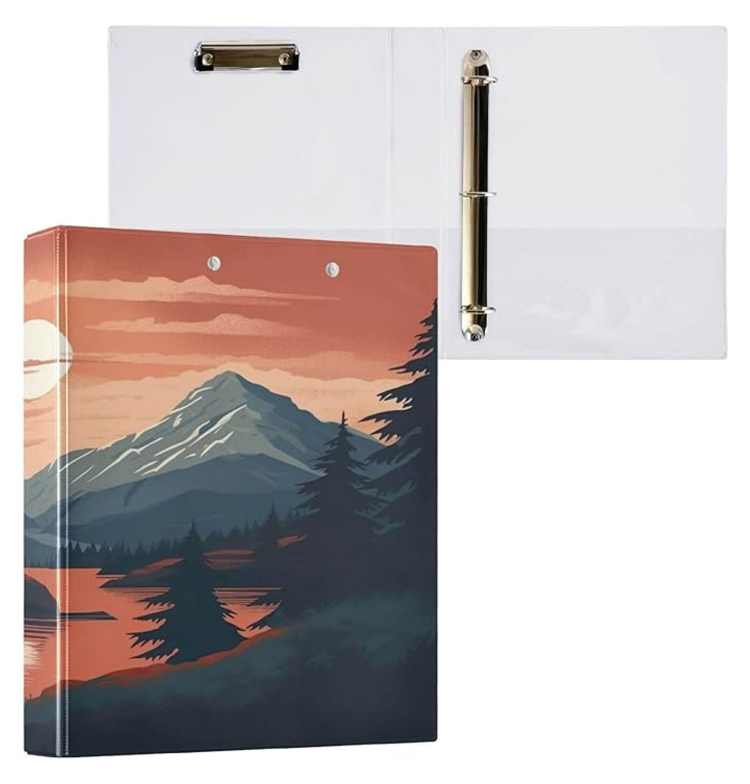 3 Ring Binder, Vintage Landscape Clipboard Binder with 2 Pockets, 1.5 ...