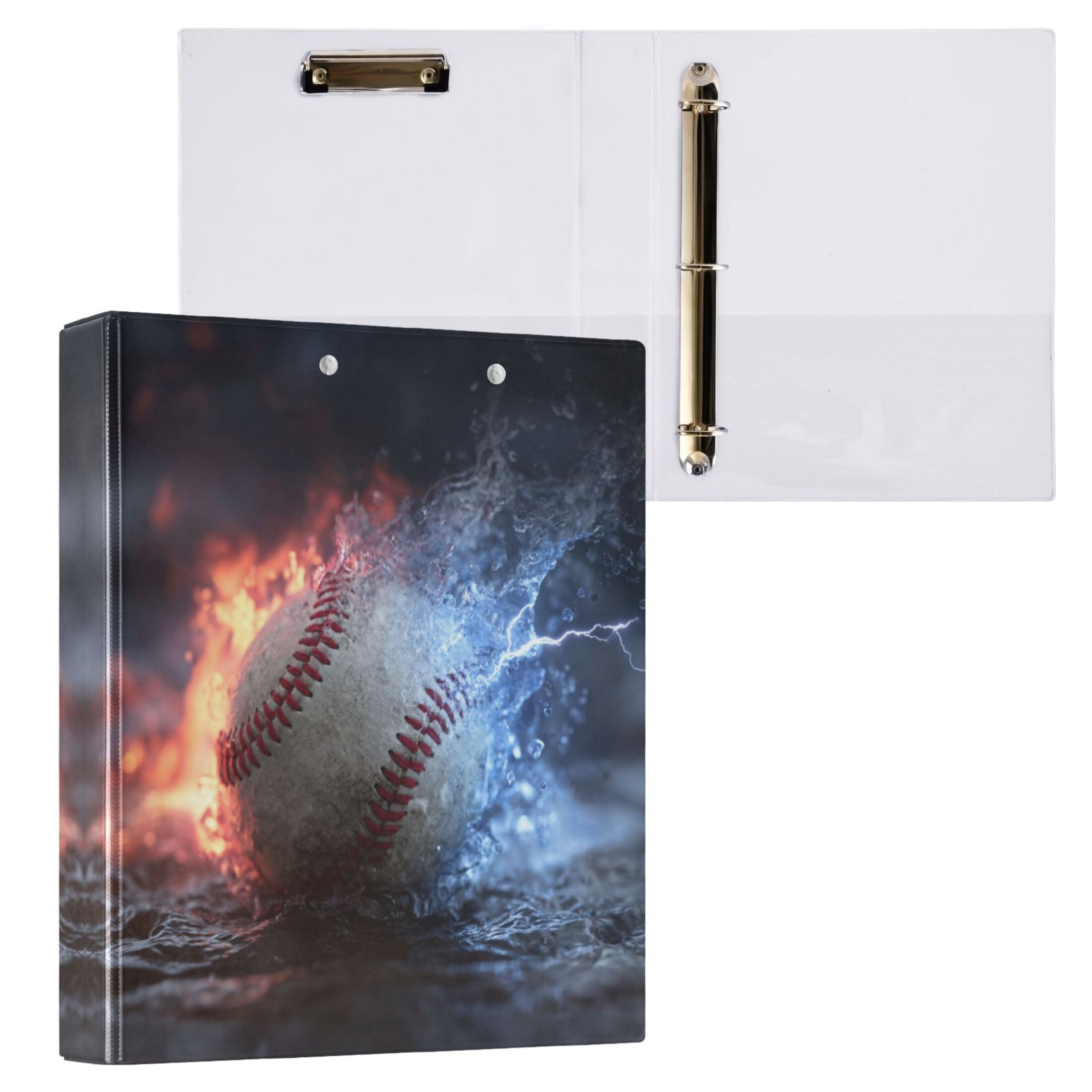 3 Ring Binder with Flattened Metal Clip 1.5" Round Rings Binder ...