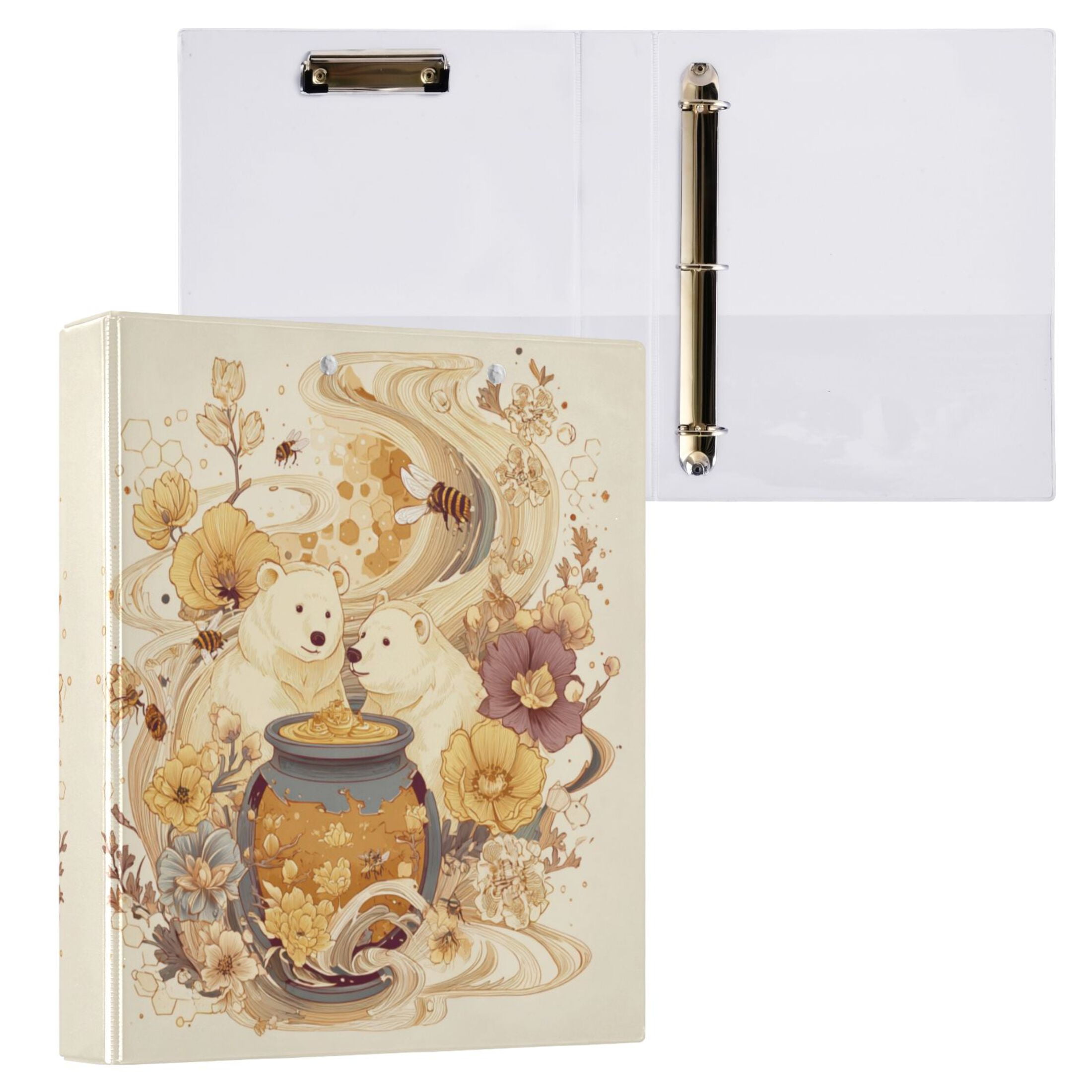 3 Ring Binder with Flattened Metal Clip 1.5" Round Rings Binder ...