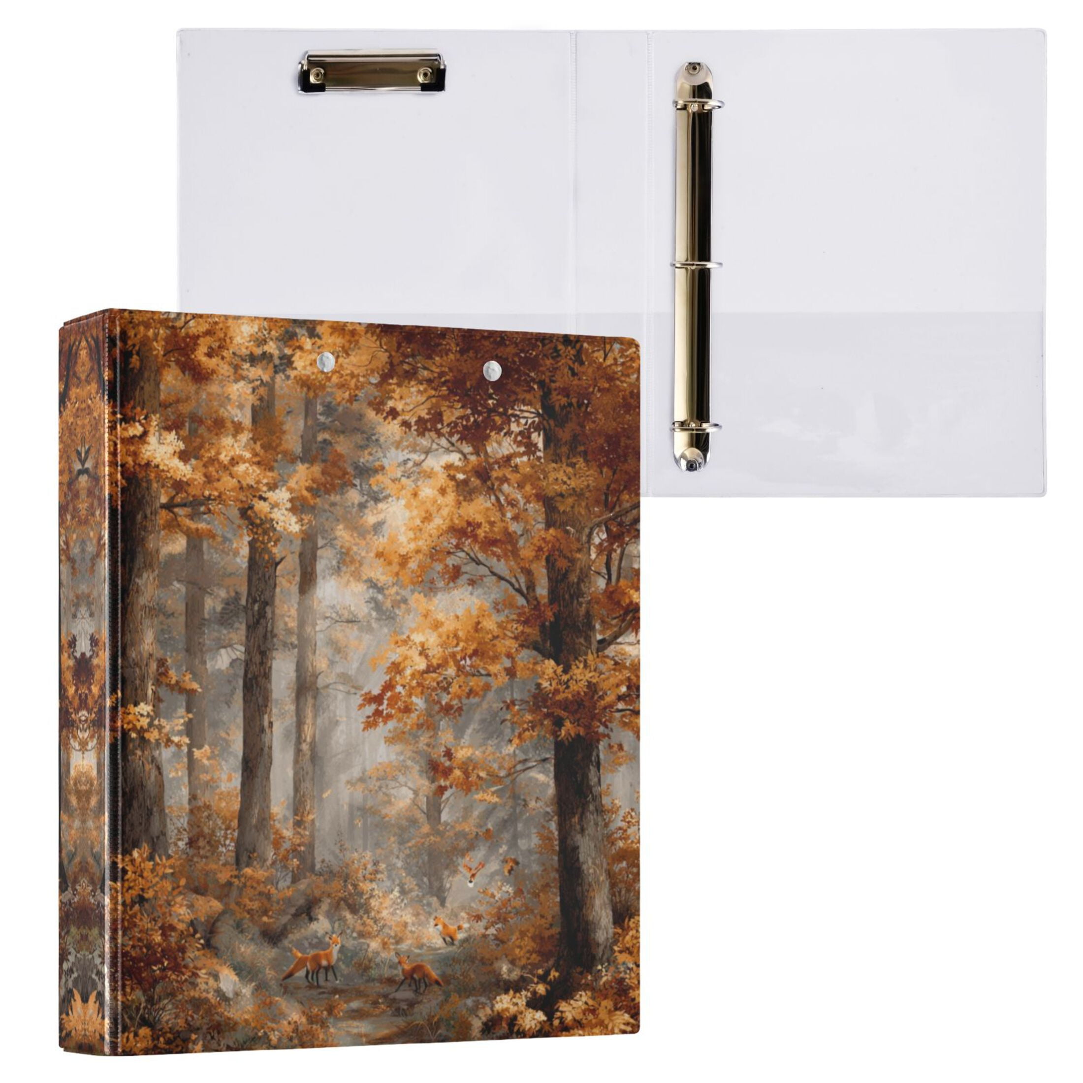 3 Ring Binder with Flattened Metal Clip 1.5" Round Rings Binder ...