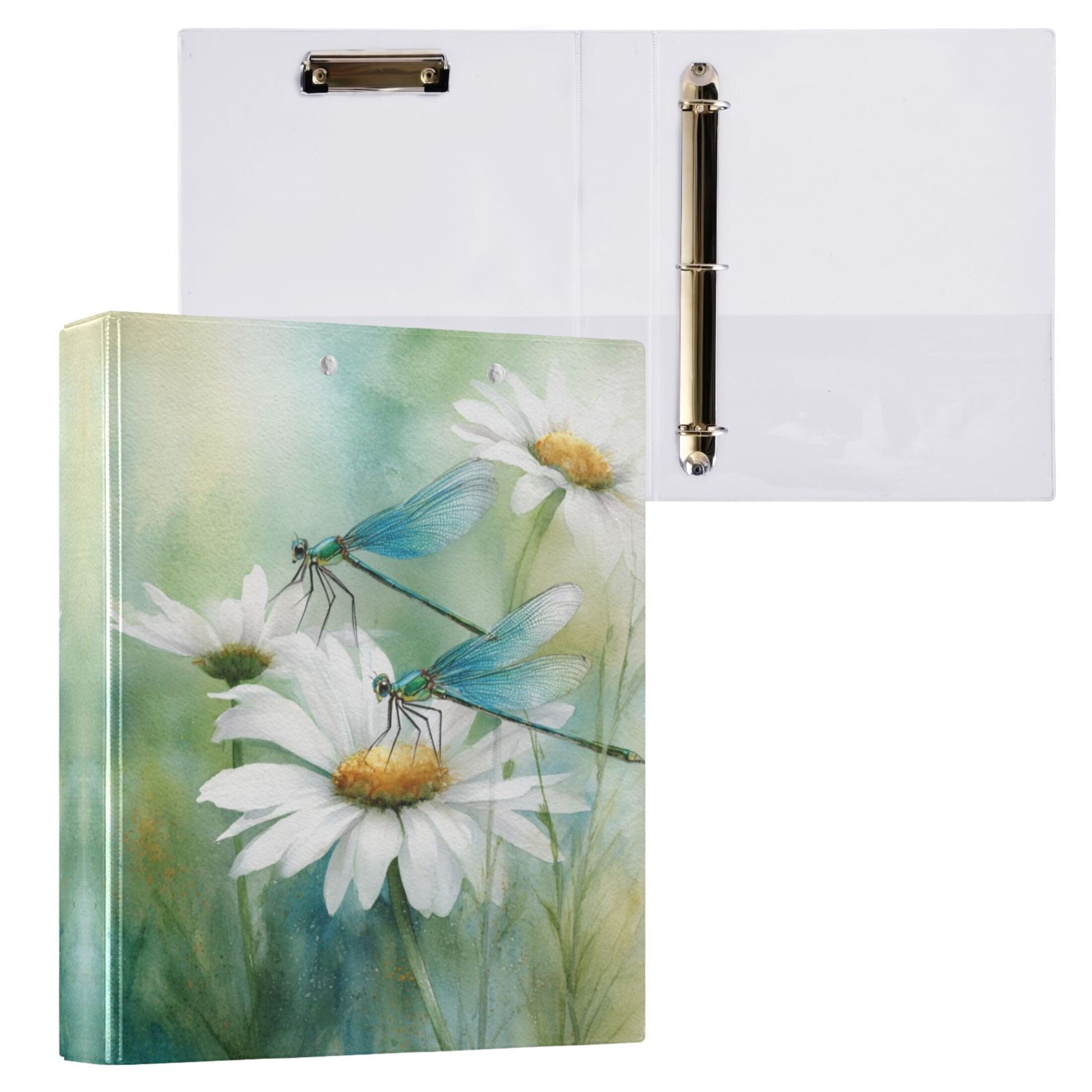 3 Ring Binder with Flattened Metal Clip 1.5" Round Rings Binder ...