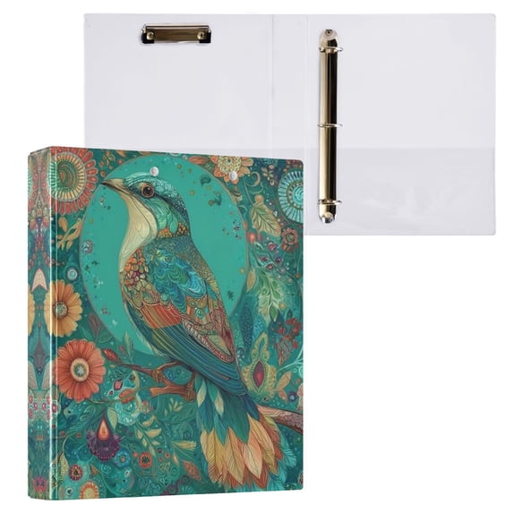 3 Ring Binder with Flattened Metal Clip 1.5" Round Rings Binder ...