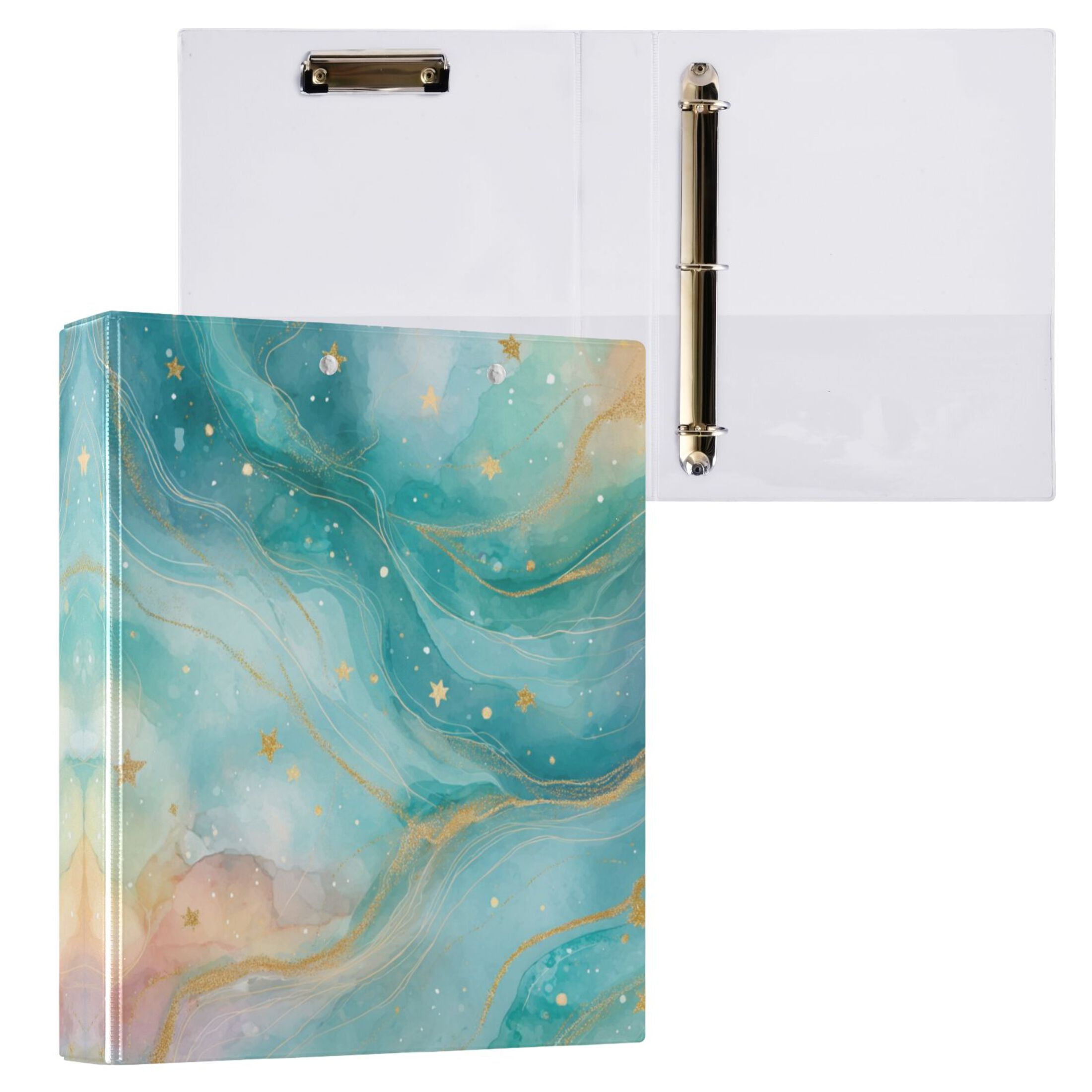 3 Ring Binder with Flattened Metal Clip 1.5" Round Rings Binder ...