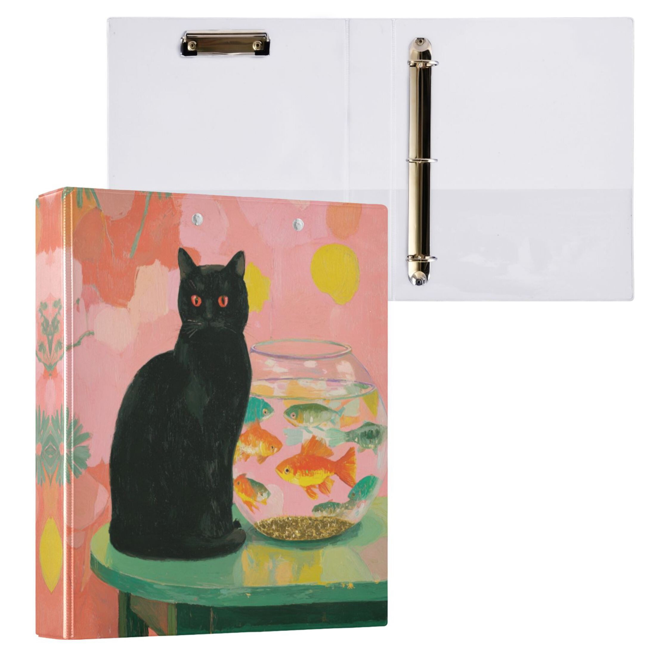 3 Ring Binder with Flattened Metal Clip 1.5" Round Rings Binder ...