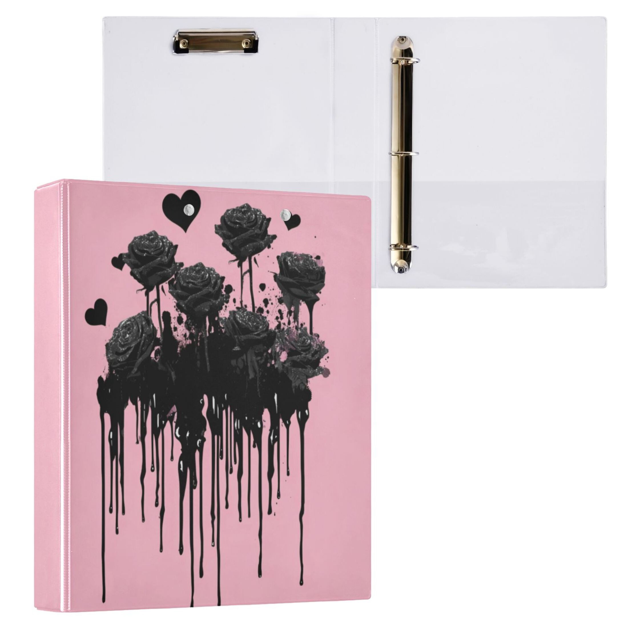 3 Ring Binder with Flattened Metal Clip 1.5" Round Rings Binder ...