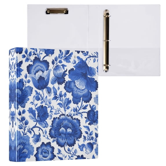 3 Ring Binder with Flattened Metal Clip 1.5" Round Rings Binder ...