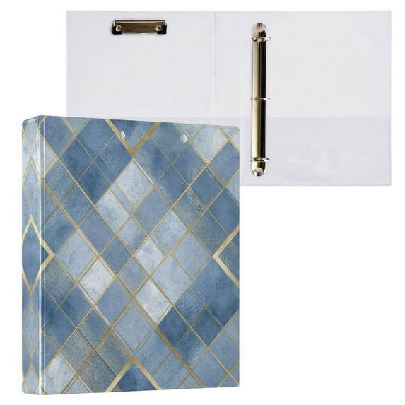 3 Ring Binder with Flattened Metal Clip 1.5" Round Rings Binder ...