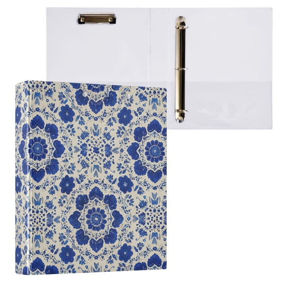 3 Ring Binder with Flattened Metal Clip 1.5" Round Rings Binder ...
