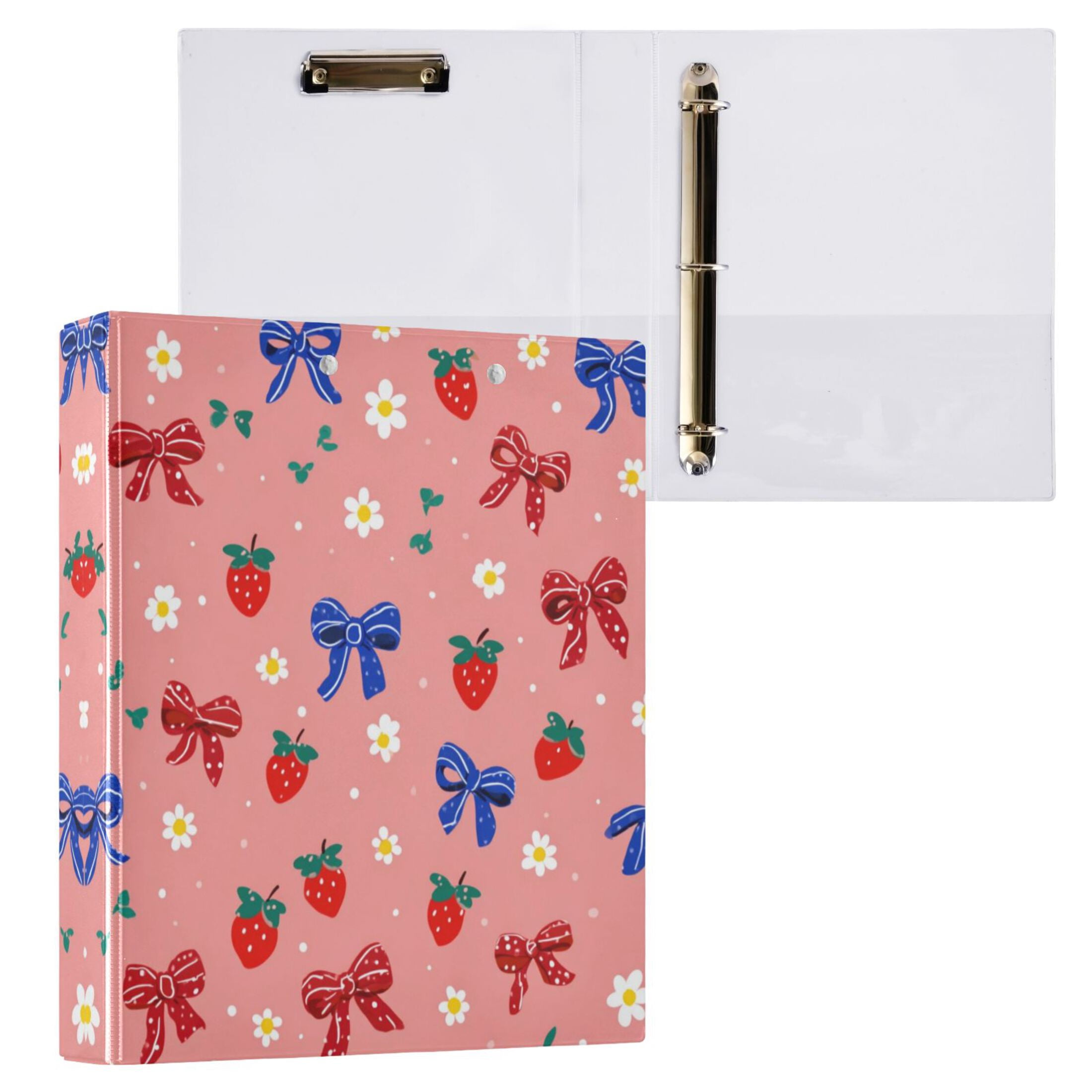 3 Ring Binder with Flattened Metal Clip 1.5" Round Rings Binder ...