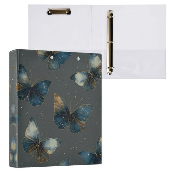 3 Ring Binder with Flattened Metal Clip 1.5" Round Rings Binder ...