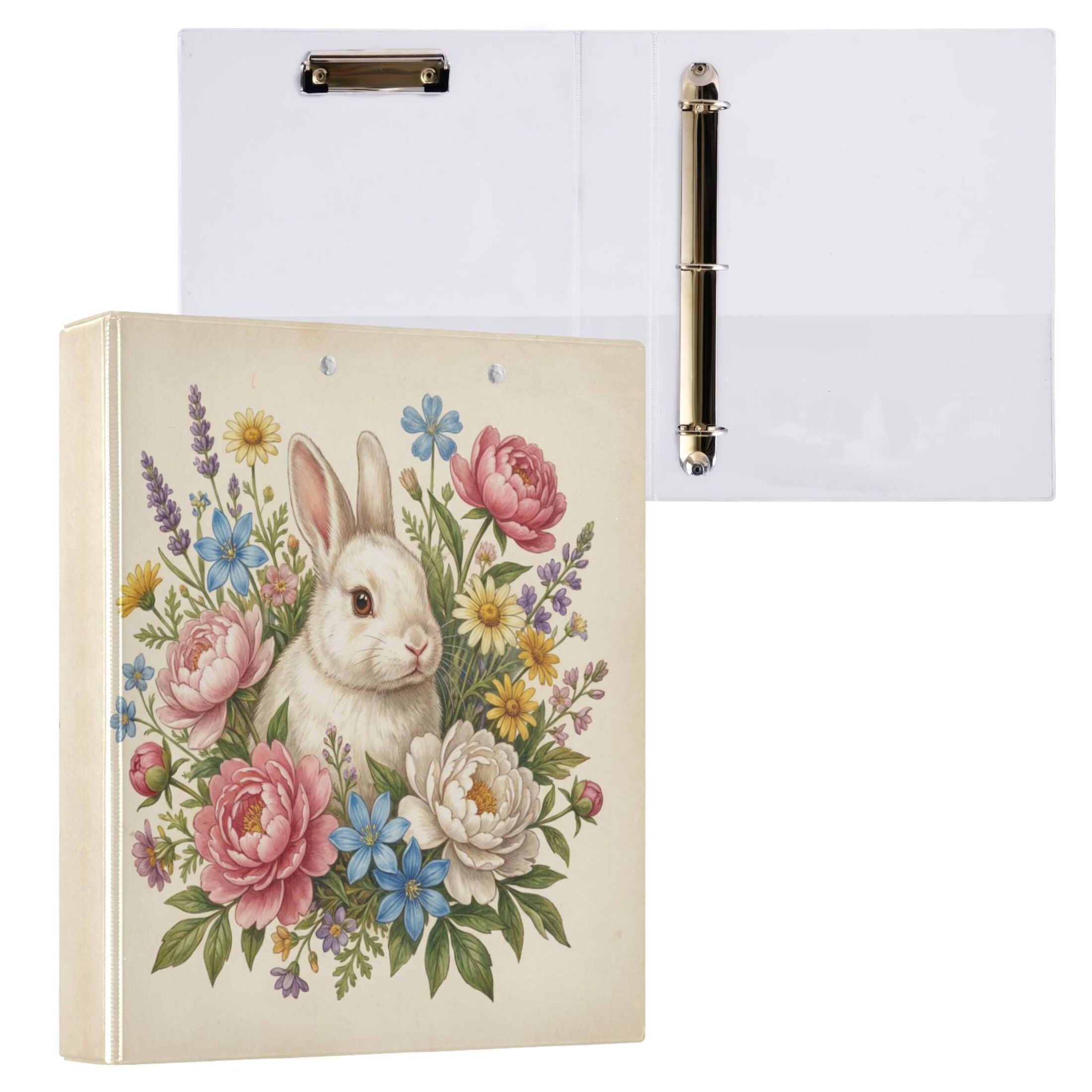 3 Ring Binder with Flattened Metal Clip 1.5" Round Rings Binder ...