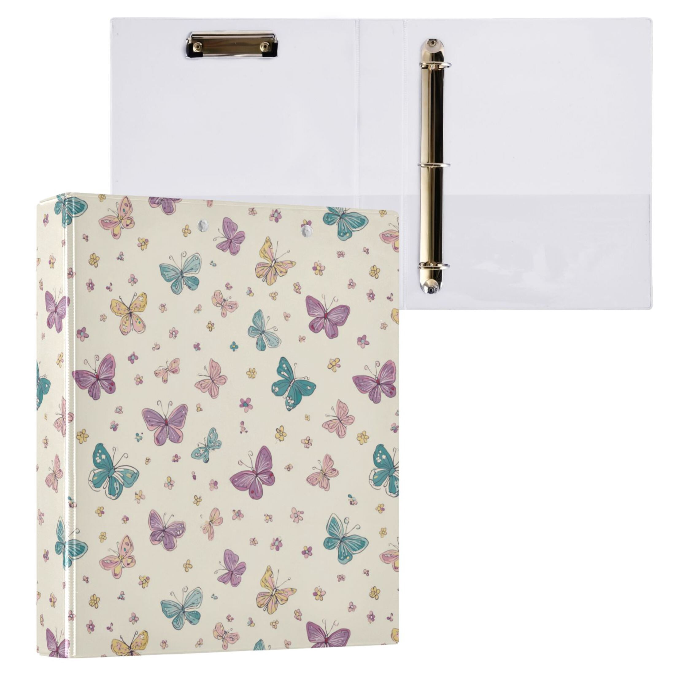3 Ring Binder with Flattened Metal Clip 1.5" Round Rings Binder ...