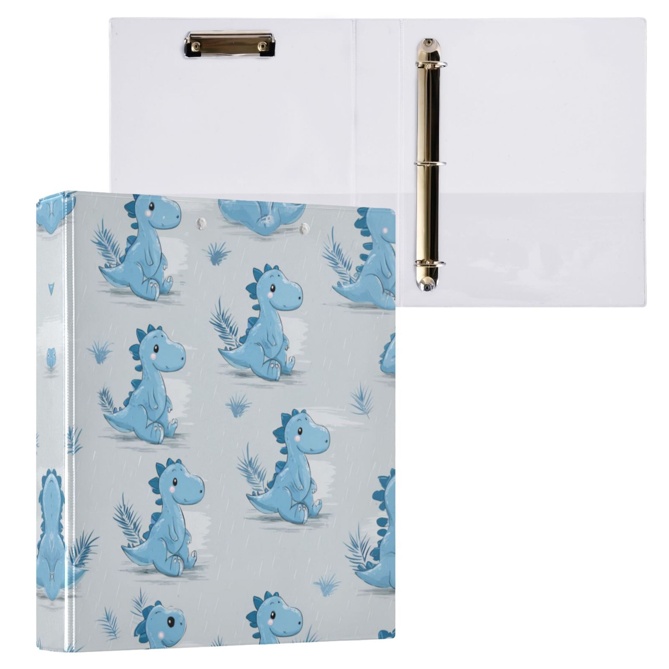 3 Ring Binder with Flattened Metal Clip 1.5" Round Rings Binder ...