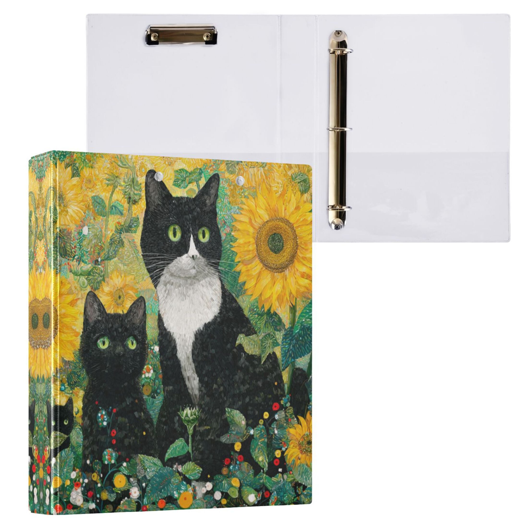 3 Ring Binder with Flattened Metal Clip 1.5" Round Rings Binder ...