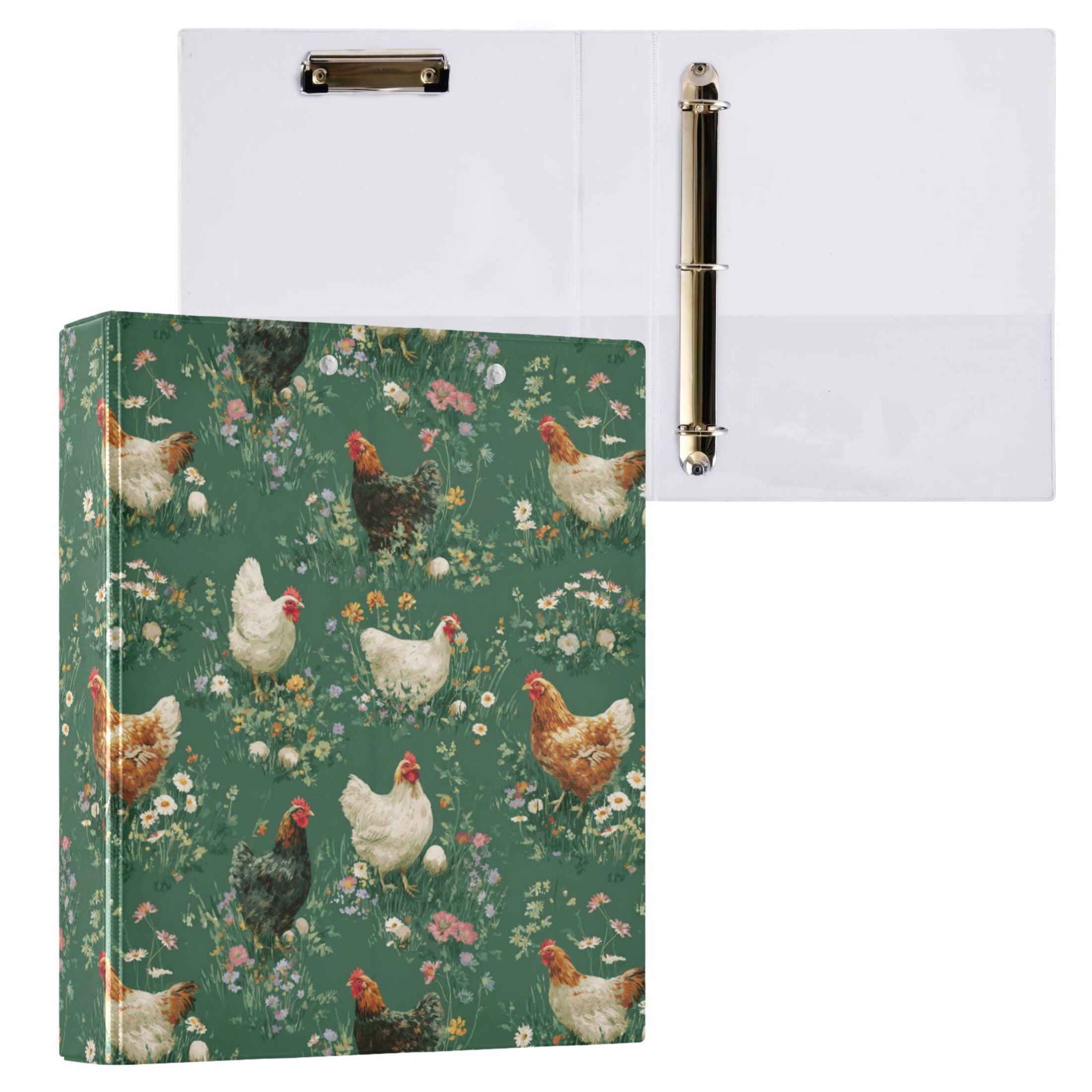 3 Ring Binder with Flattened Metal Clip 1.5" Round Rings Binder ...