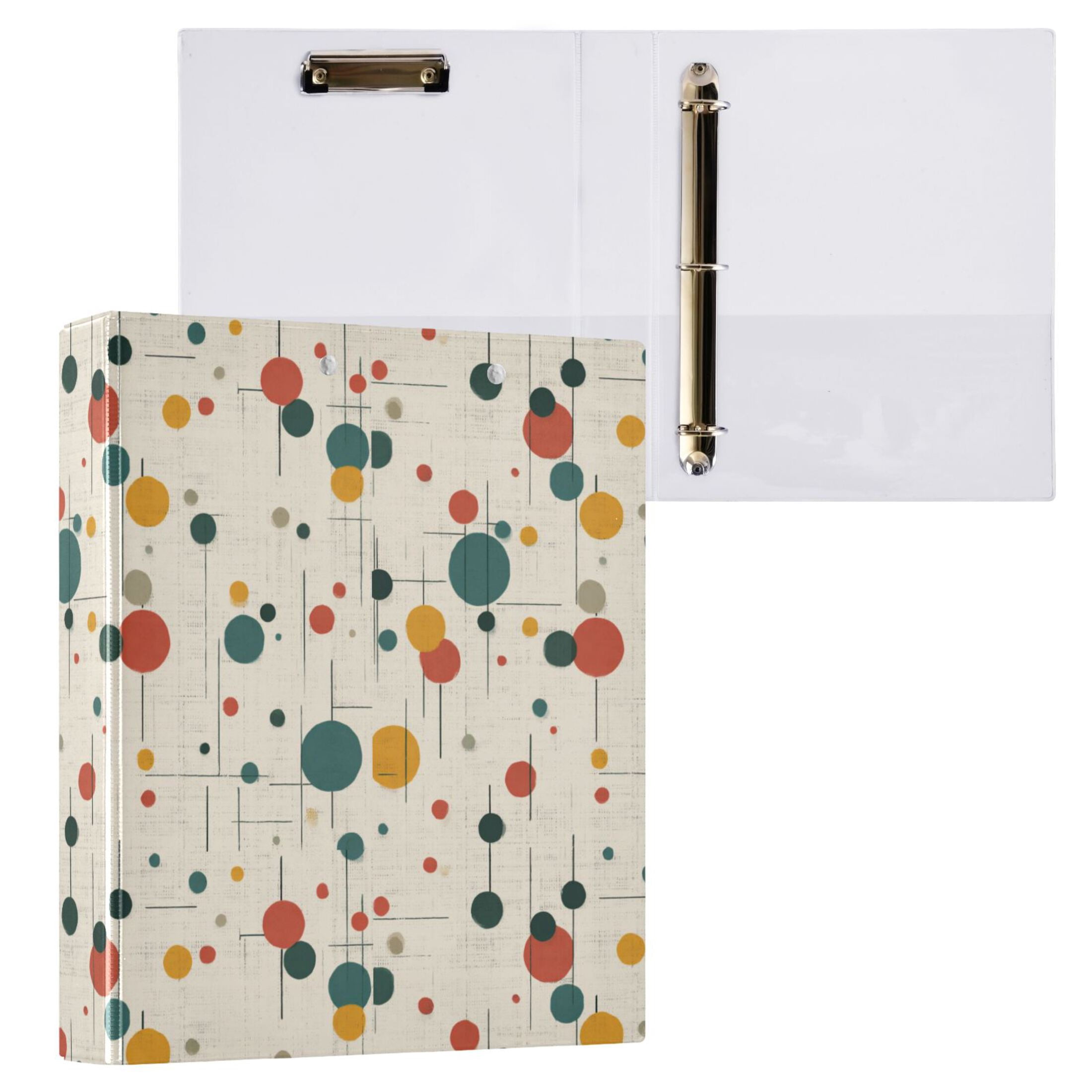 3 Ring Binder with Flattened Metal Clip 1.5" Round Rings Binder ...