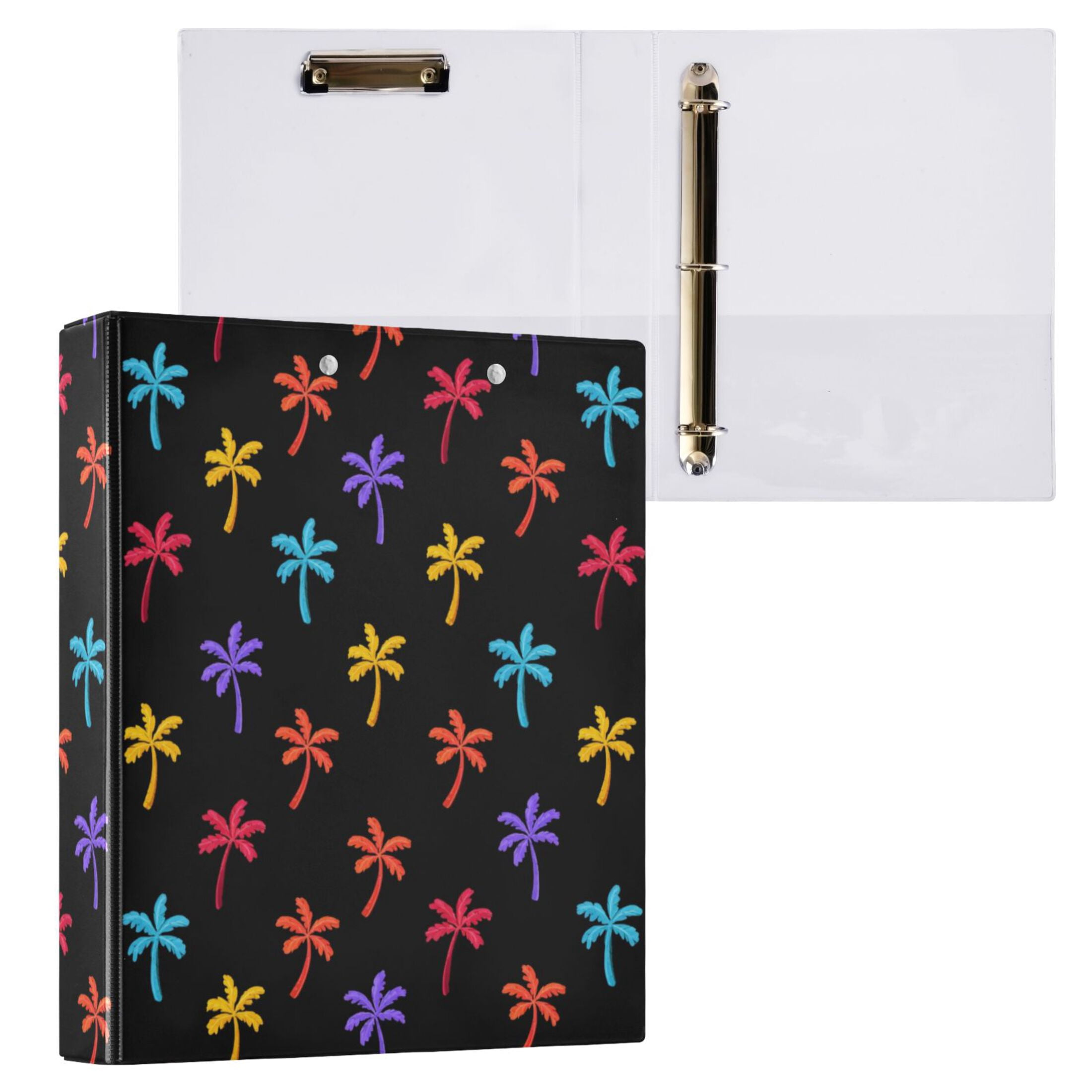 3 Ring Binder with Flattened Metal Clip 1.5" Round Rings Binder ...