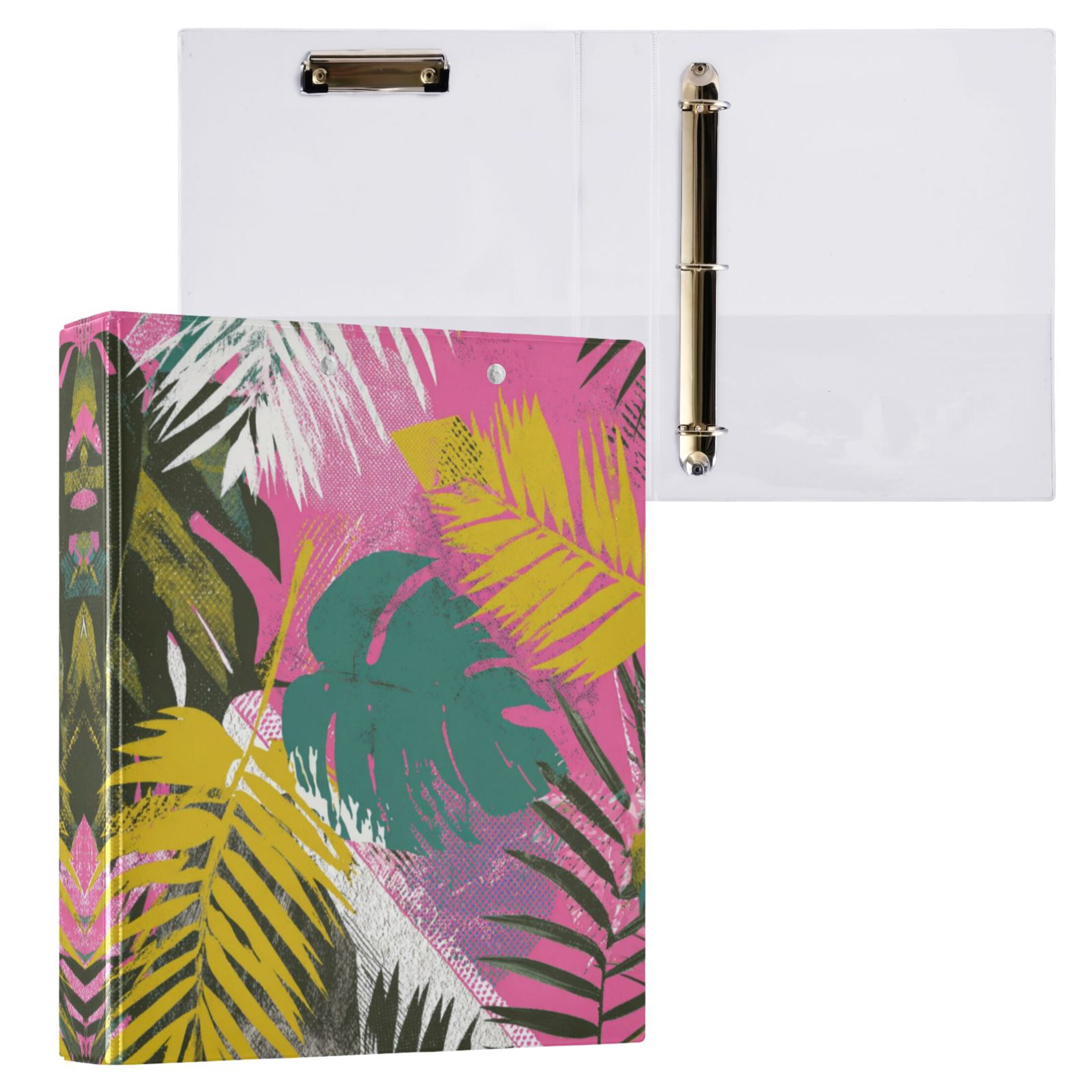 3 Ring Binder with Flattened Metal Clip 1.5" Round Rings Binder ...