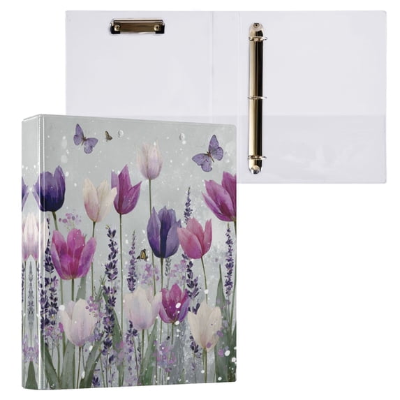 3 Ring Binder with Flattened Metal Clip 1.5" Round Rings Binder ...