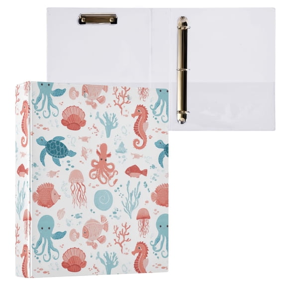 3 Ring Binder with Flattened Metal Clip 1.5" Round Rings Binder ...