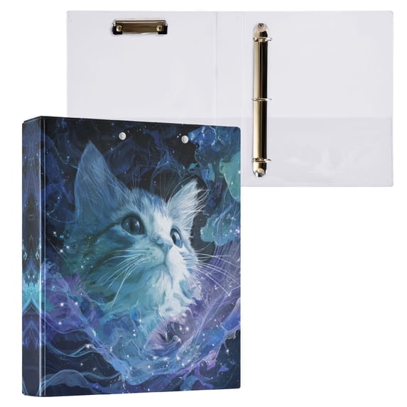 3 Ring Binder with Flattened Metal Clip 1.5" Round Rings Binder ...