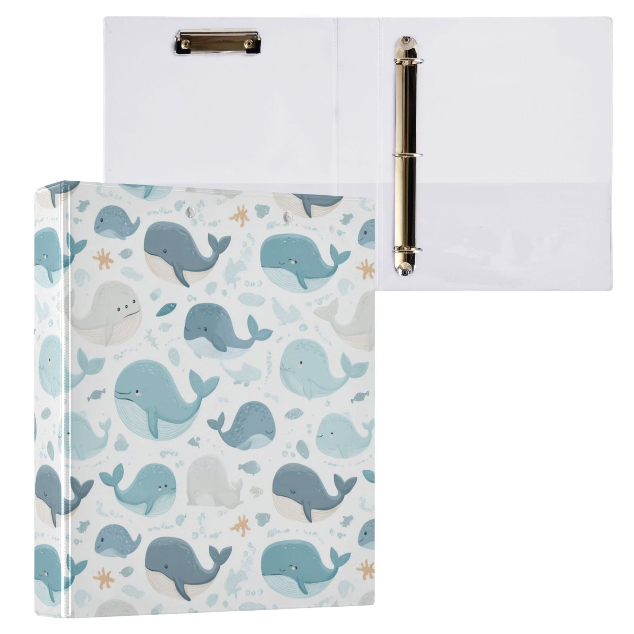 3 Ring Binder with Flattened Metal Clip 1.5" Round Rings Binder ...