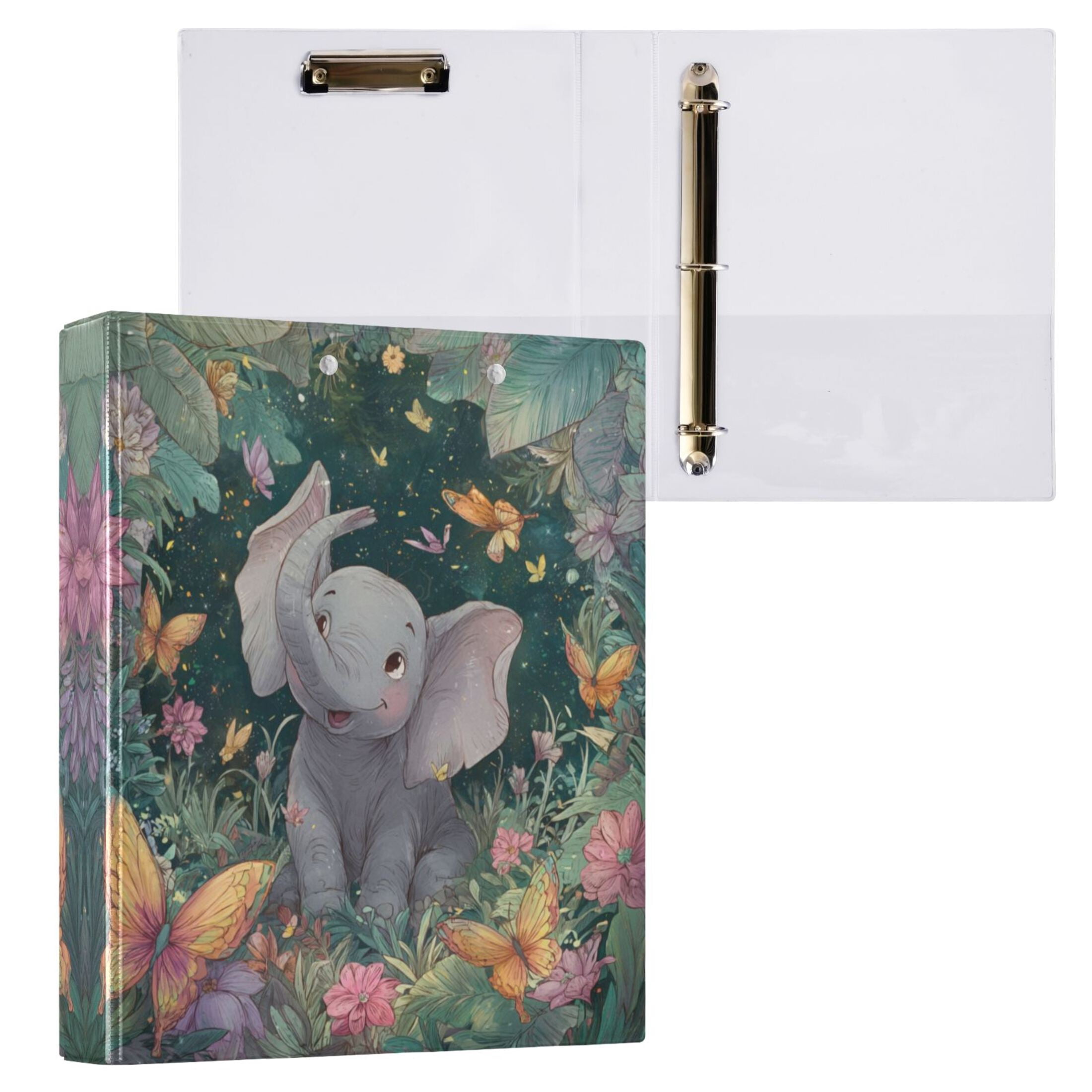 3 Ring Binder with Flattened Metal Clip 1.5" Round Rings Binder ...