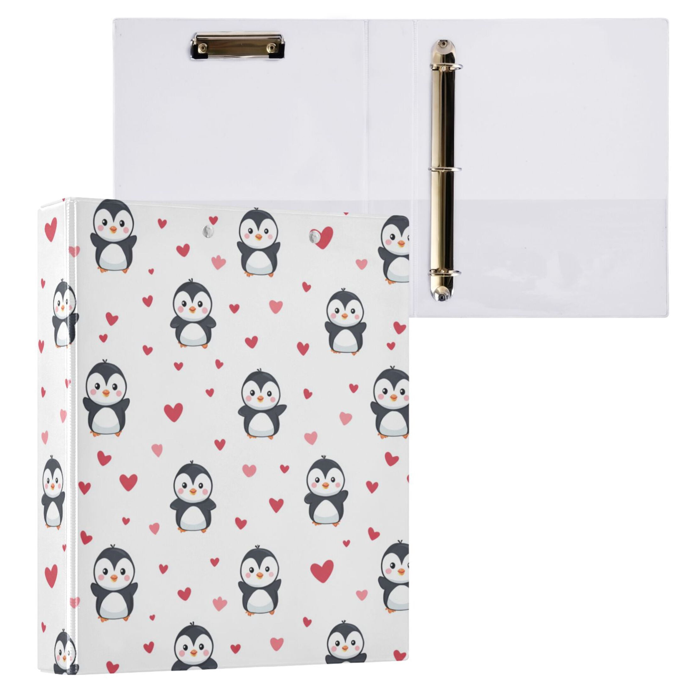 3 Ring Binder with Flattened Metal Clip 1.5" Round Rings Binder ...