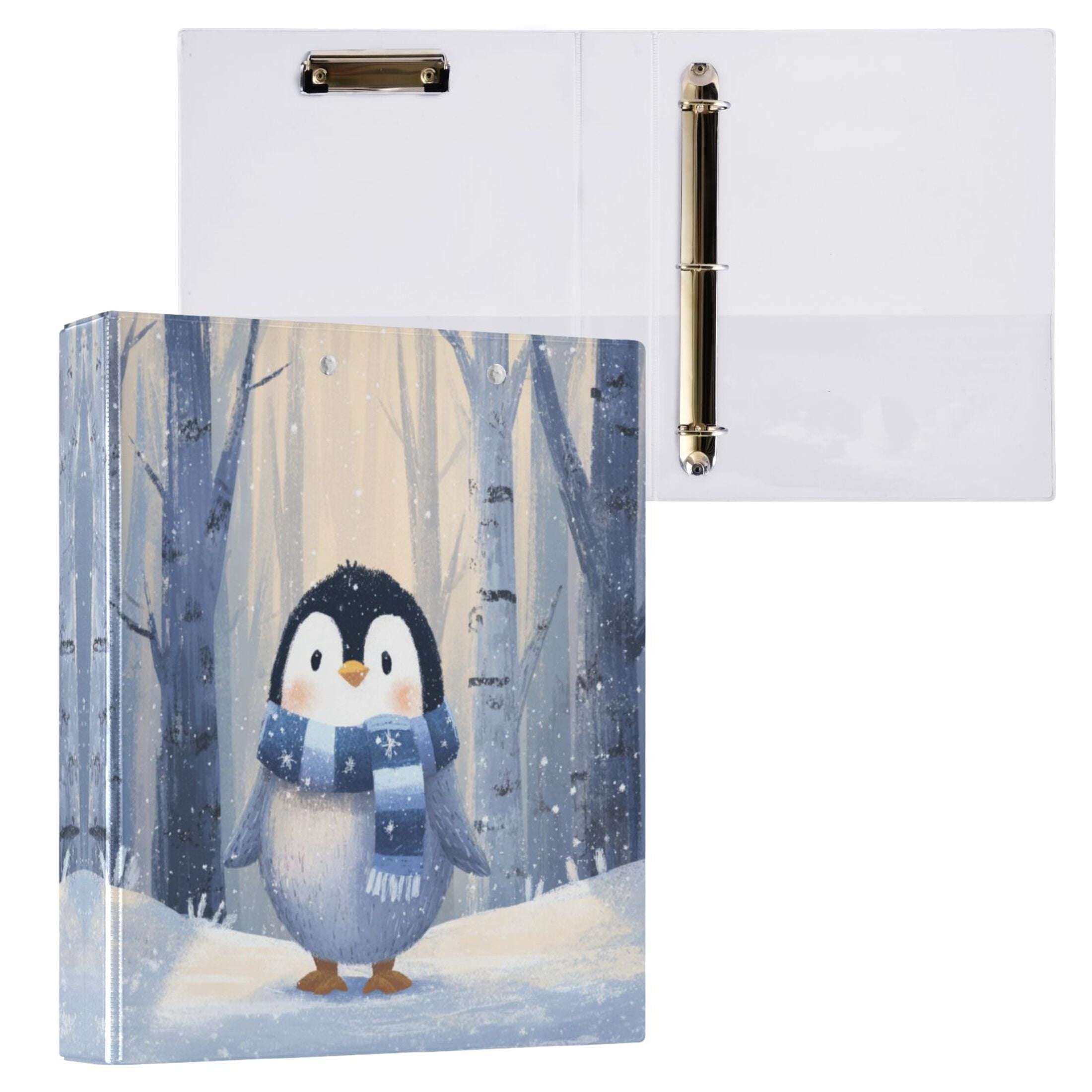 3 Ring Binder with Flattened Metal Clip 1.5" Round Rings Binder ...
