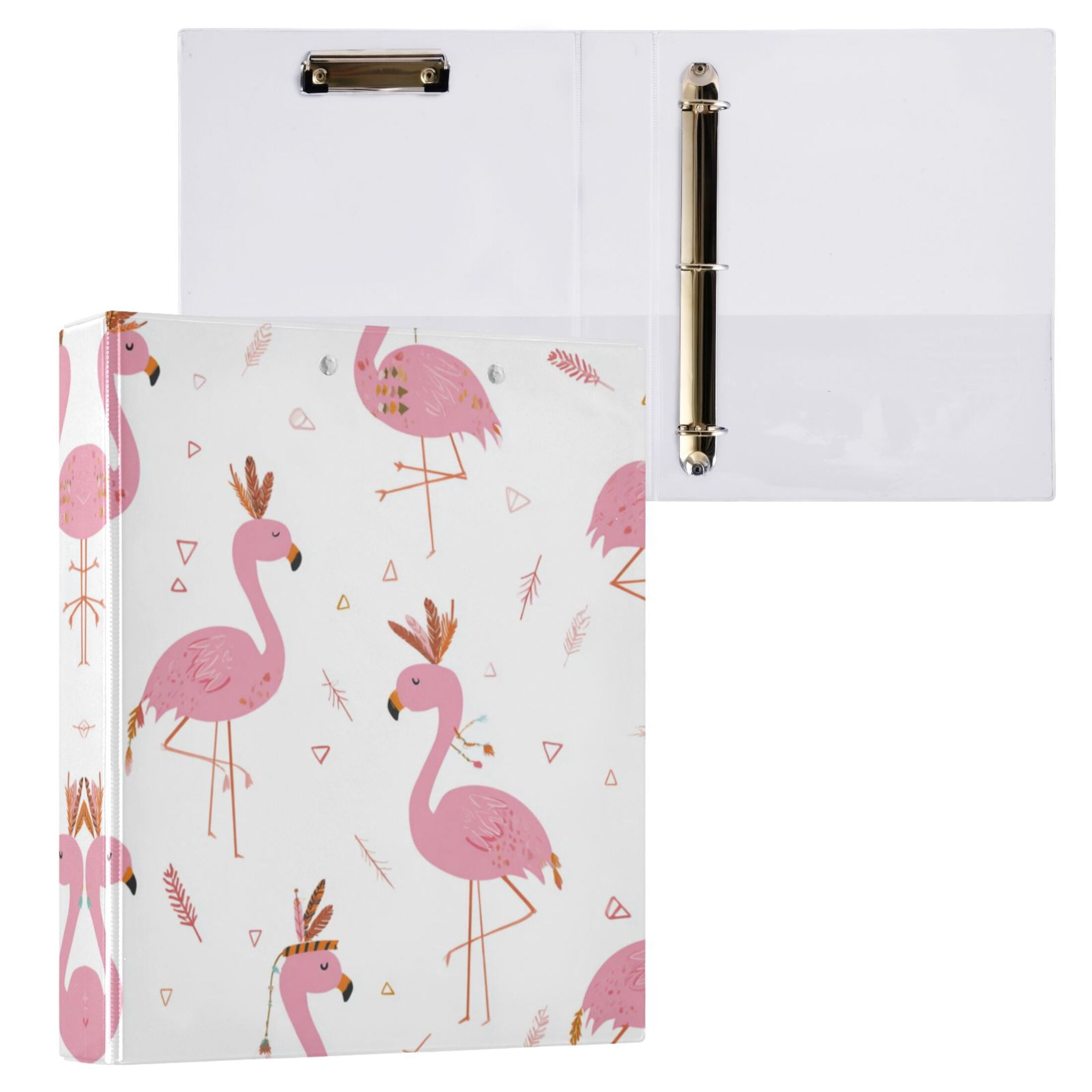 3 Ring Binder with Flattened Metal Clip 1.5" Round Rings Binder ...