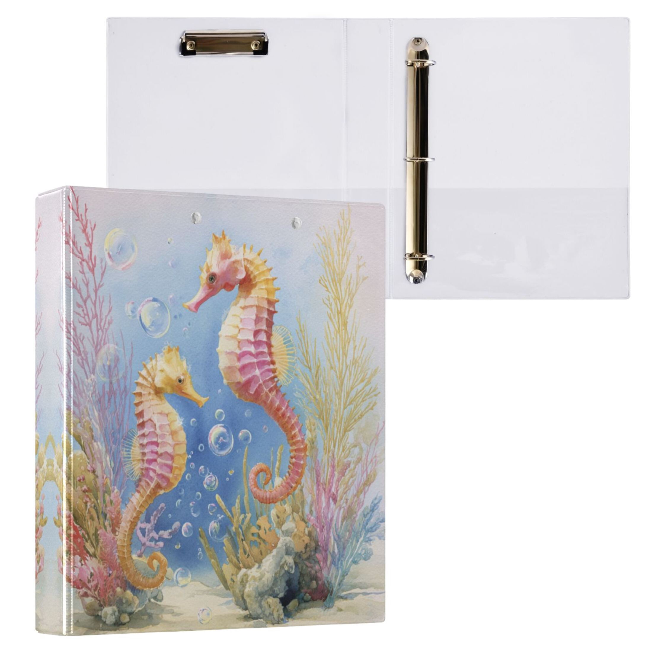 3 Ring Binder with Flattened Metal Clip 1.5" Round Rings Binder ...