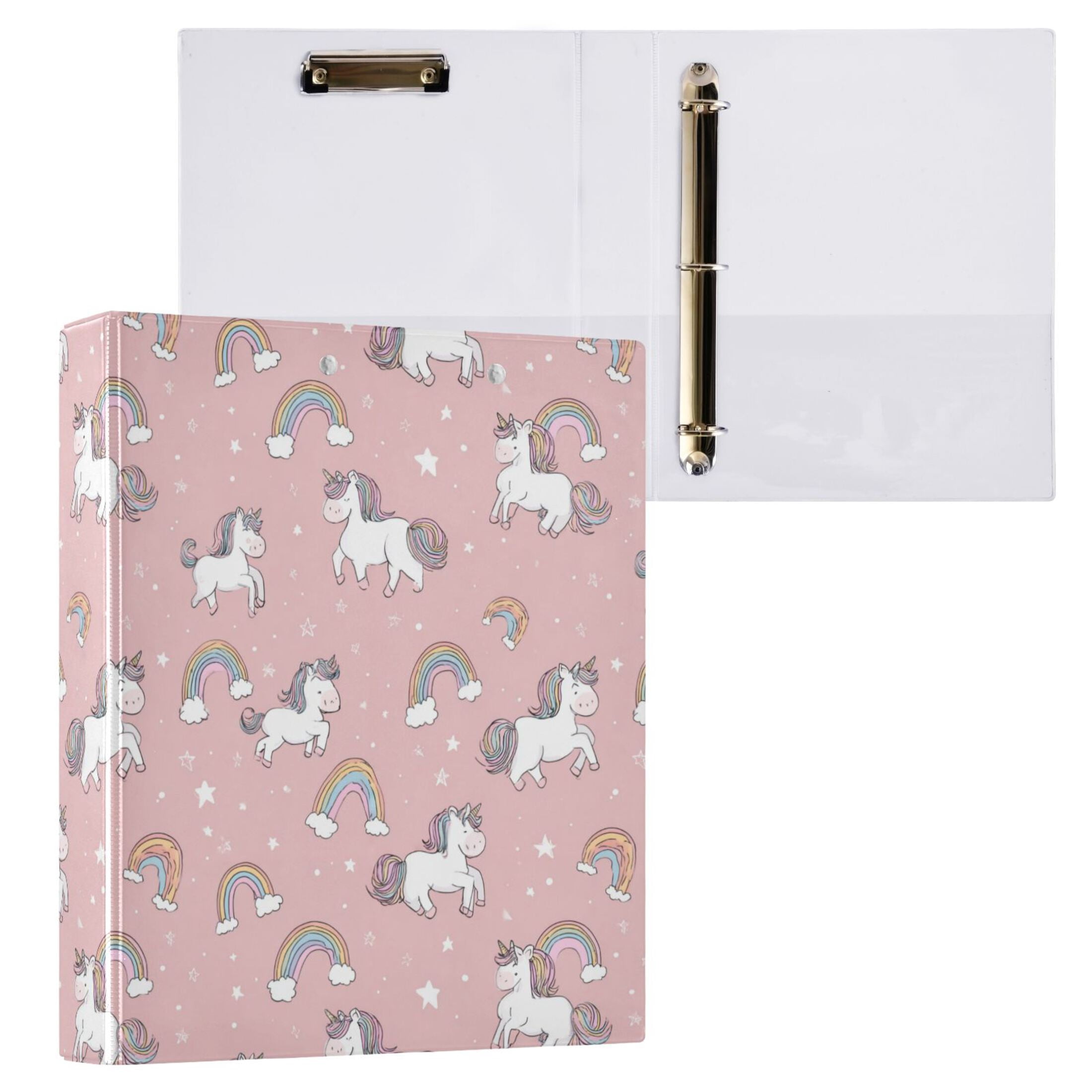 3 Ring Binder with Flattened Metal Clip 1.5" Round Rings Binder ...