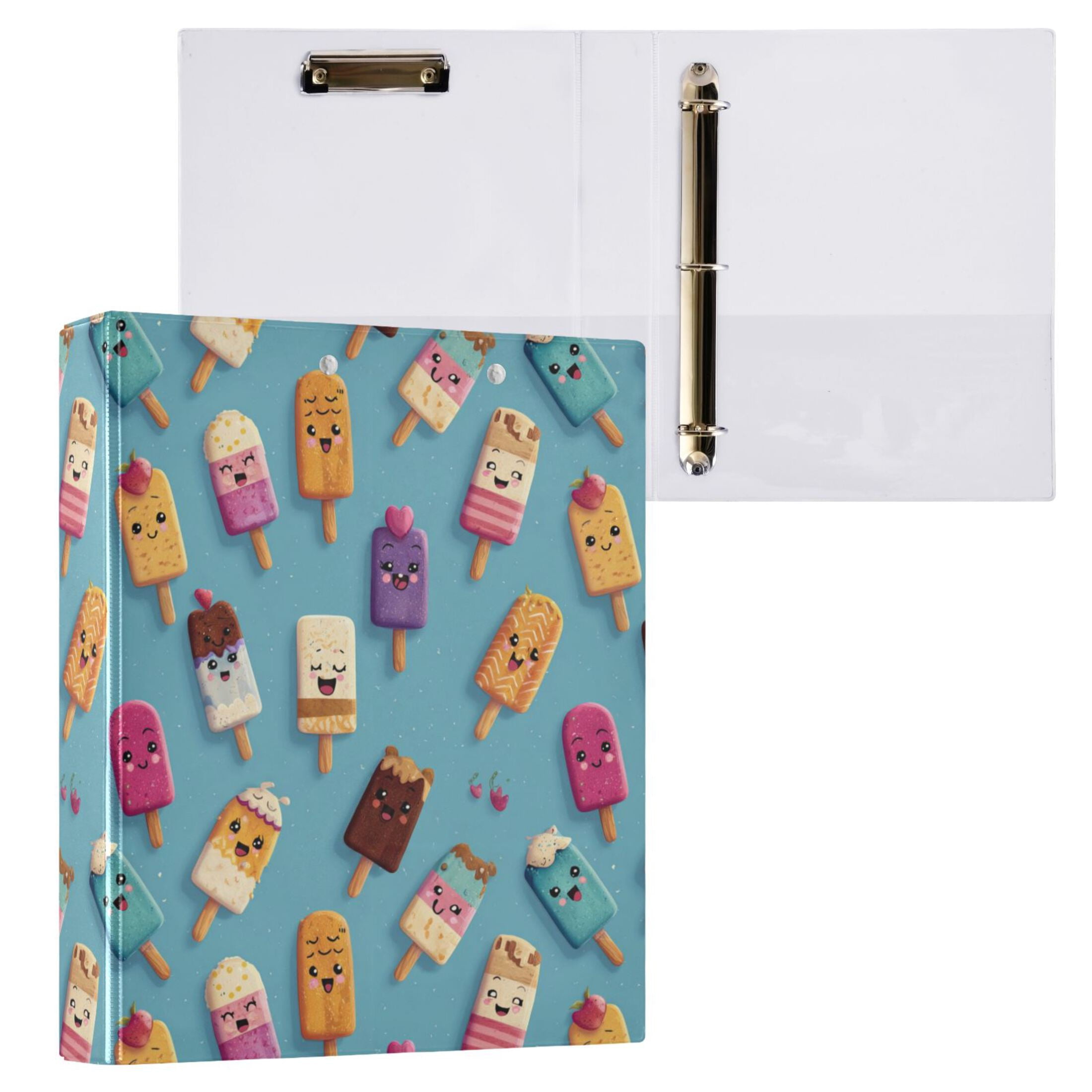 3 Ring Binder with Flattened Metal Clip 1.5" Round Rings Binder ...