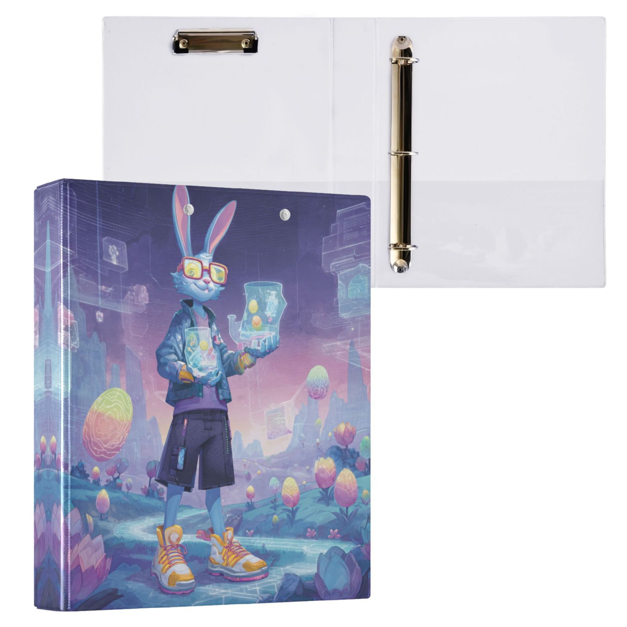 3 Ring Binder with Flattened Metal Clip 1.5" Round Rings Binder ...